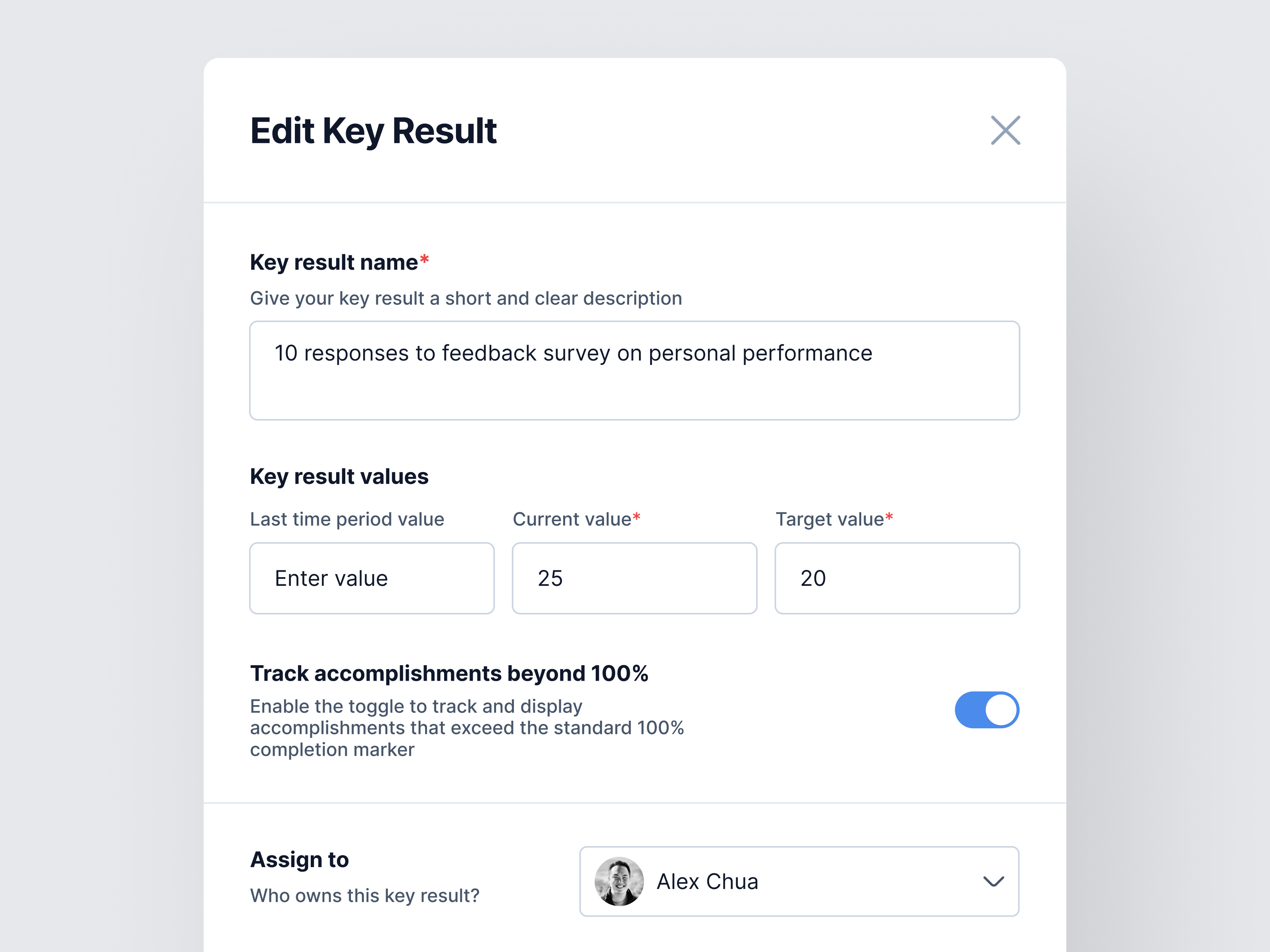 Edit Key Results modal by Kalungi on Dribbble