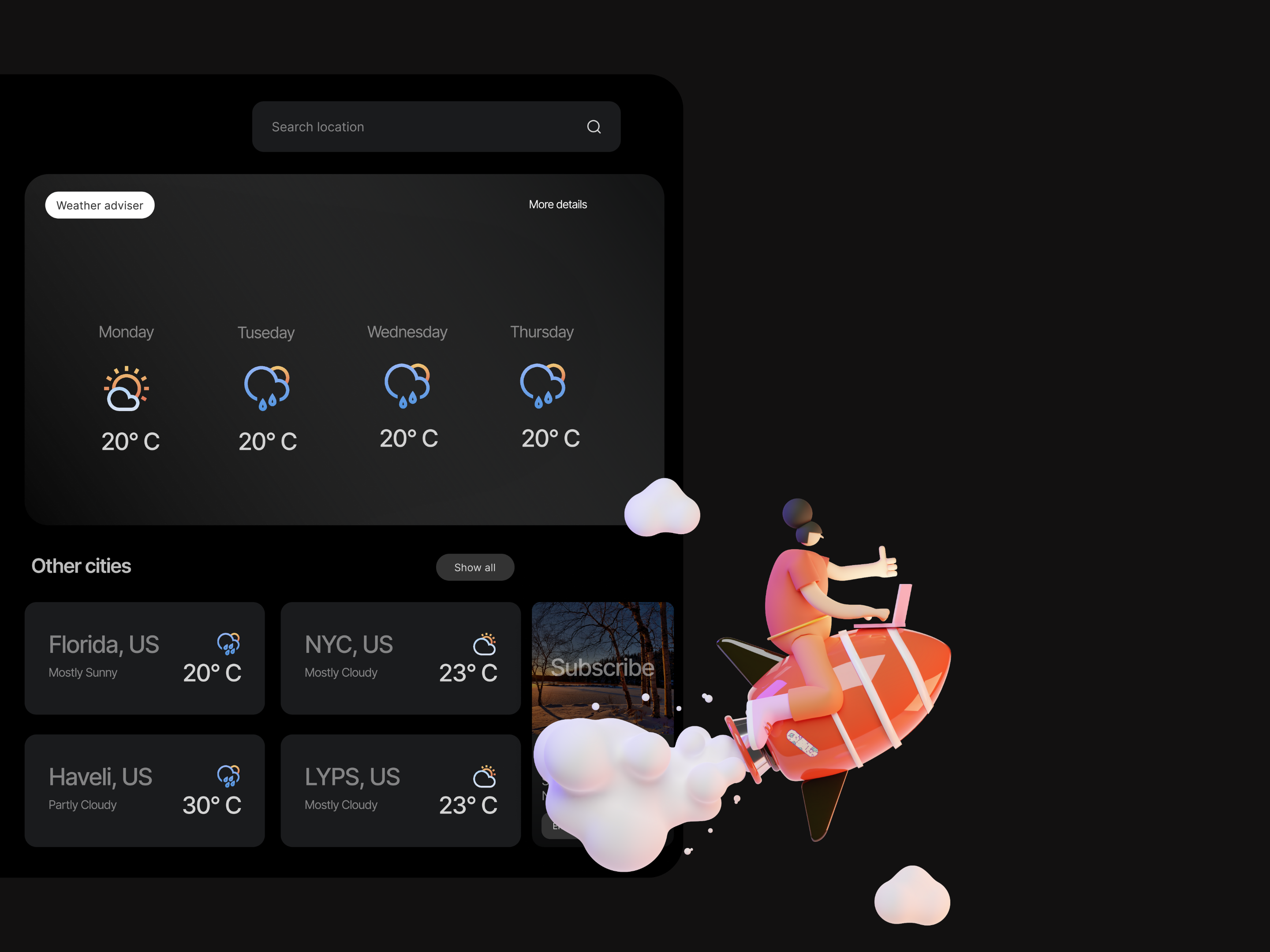 Weather & Forecast Dark dashbord design concept by Raghvendra Bhaskar ...