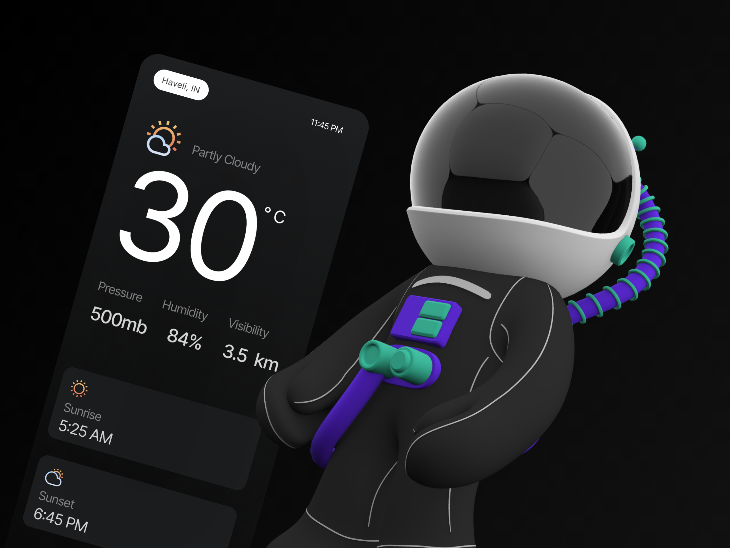 Weather & Forecast Dark dashbord design concept by Raghvendra Bhaskar ...