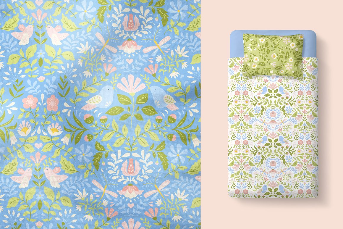 Folk Spring Patterns and Clip Art by KikiRamdhani on Dribbble
