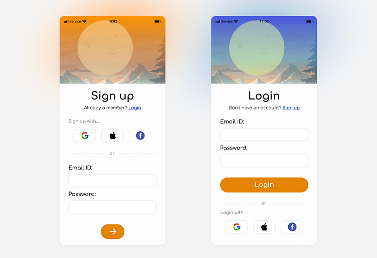 Sign up / Login by Yu Ji on Dribbble