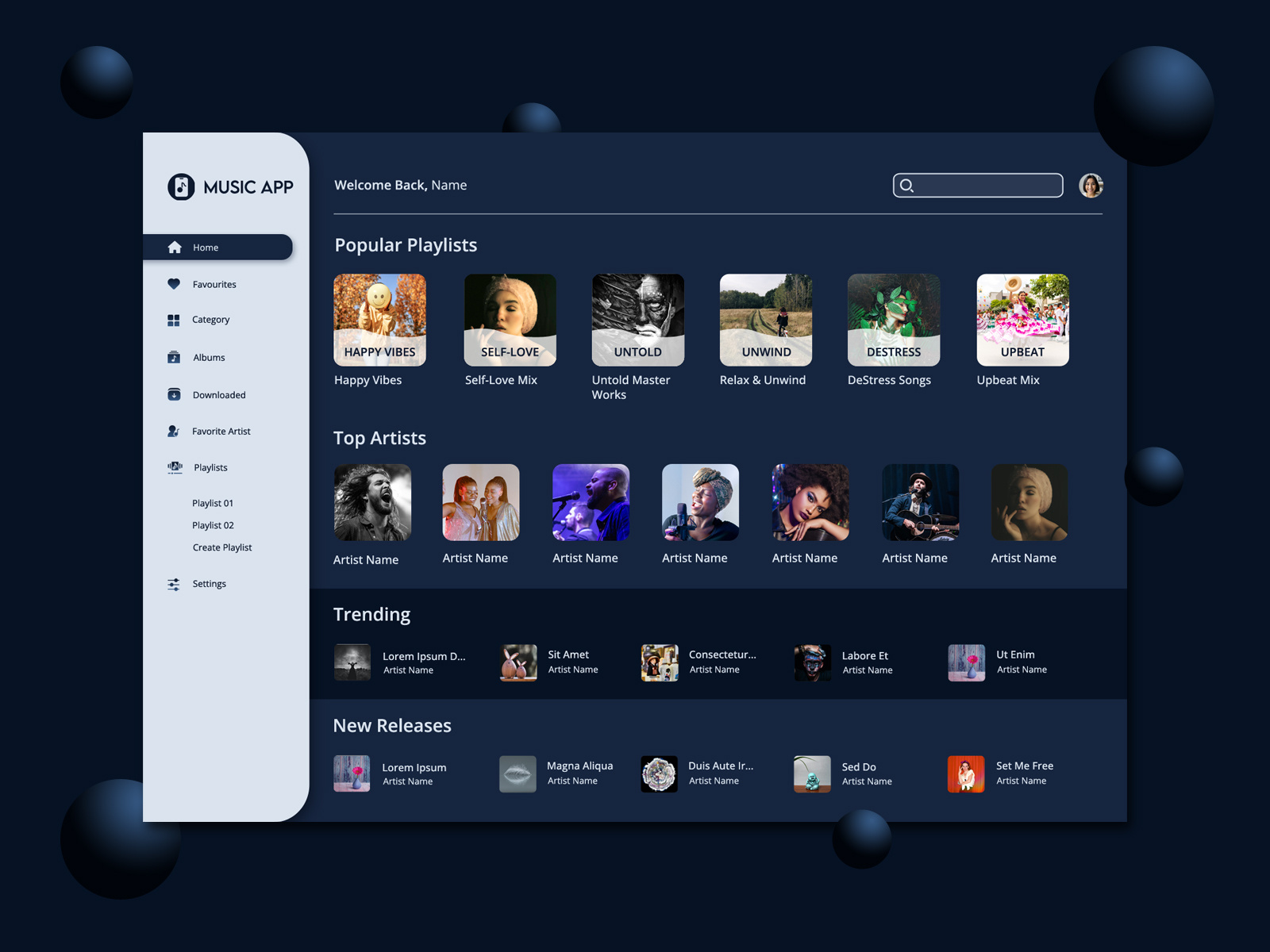 Music App Dashboard Design by Zeiore Studio on Dribbble