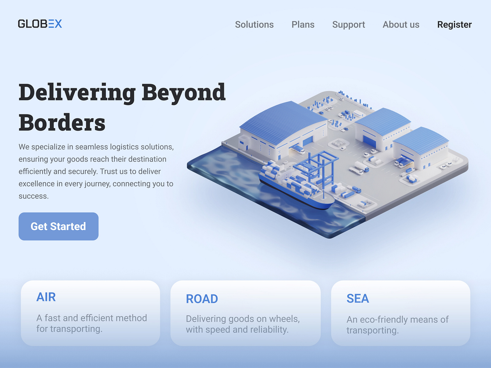 GLOBEX - logistics company landing page by Neda Dargahi on Dribbble