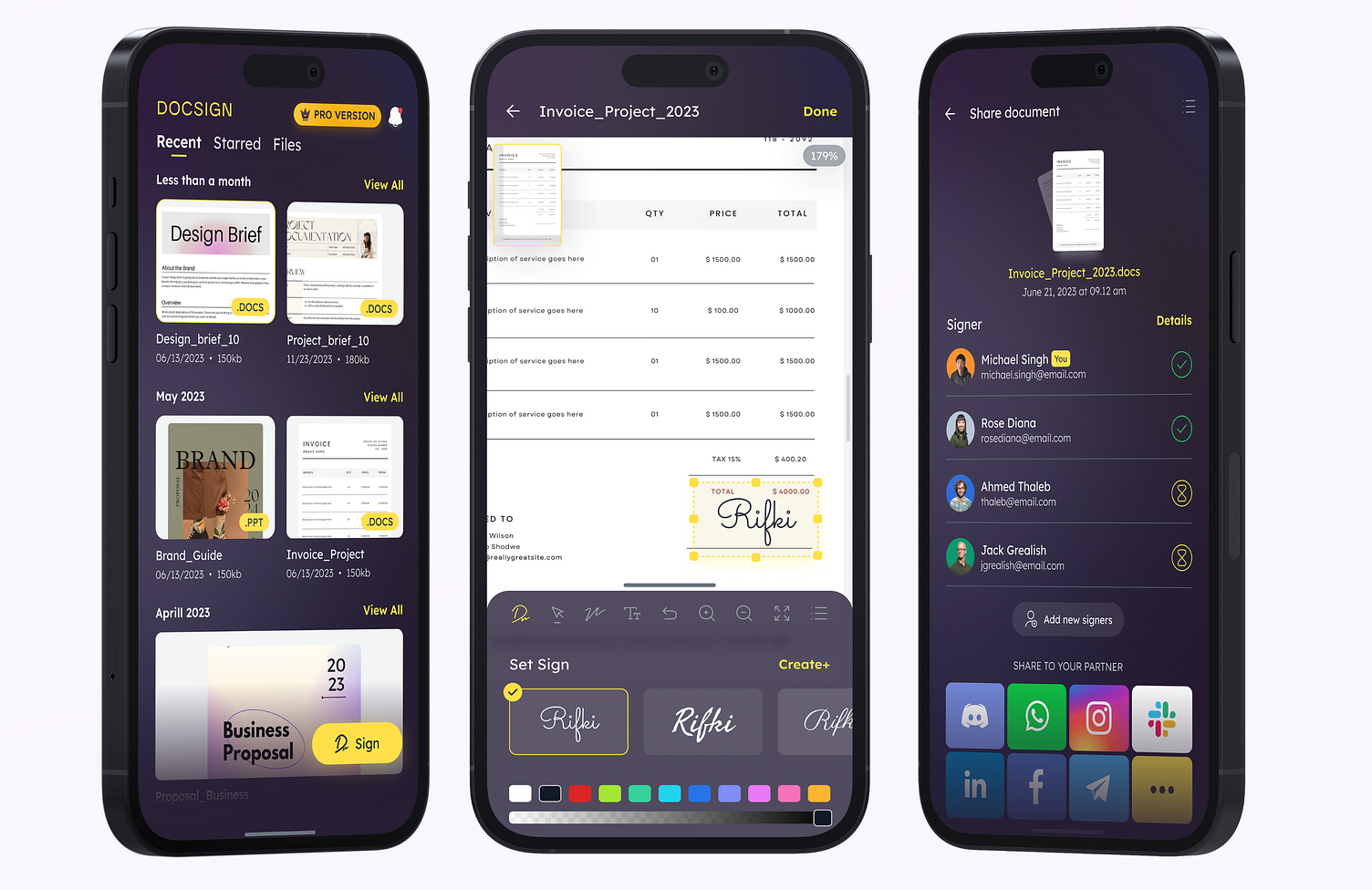 DocSign - Signature Mobile Apps by MokUI for Kanji Hyped on Dribbble