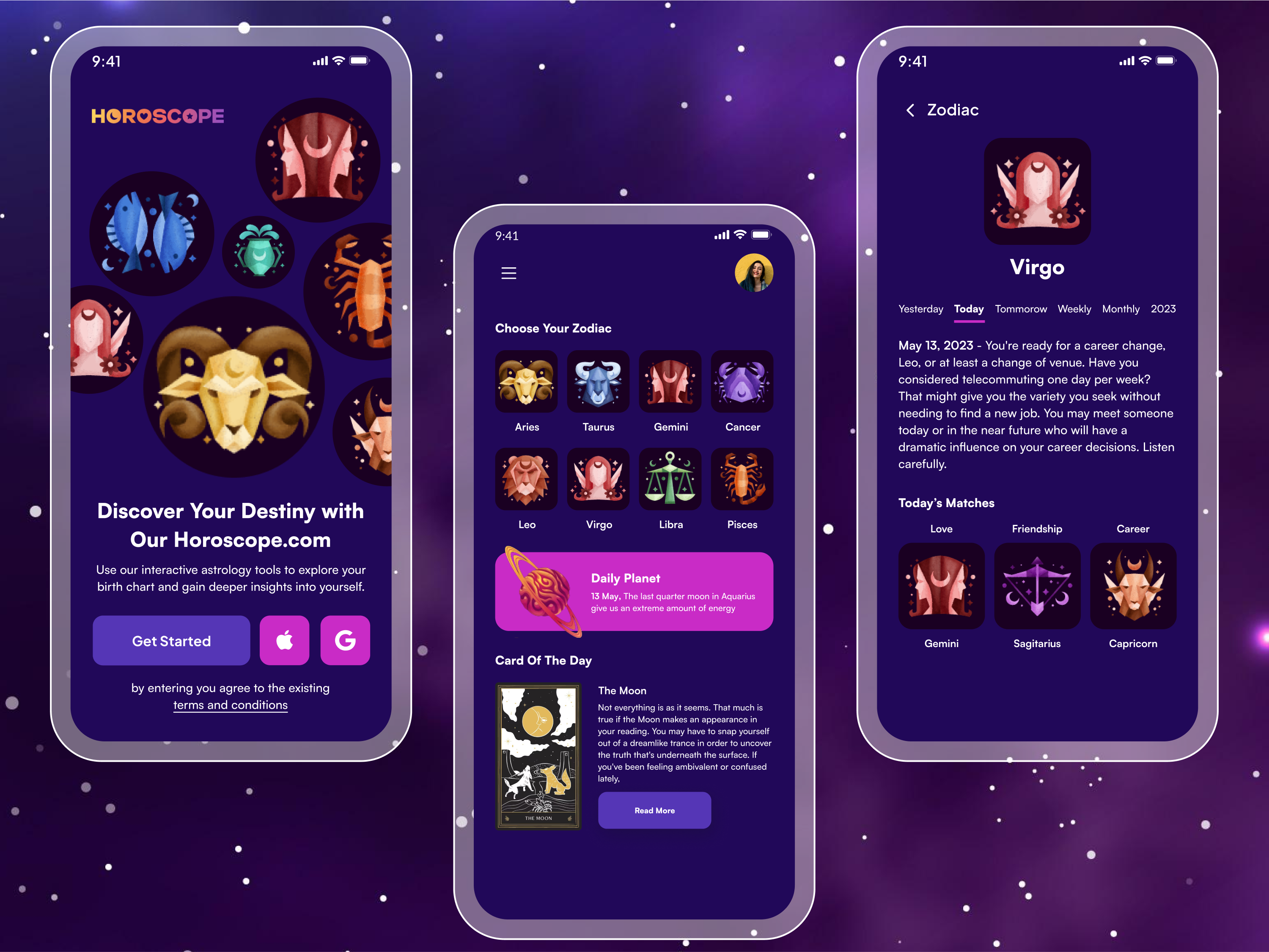 Horoscope Mobile App by Freza Ade on Dribbble