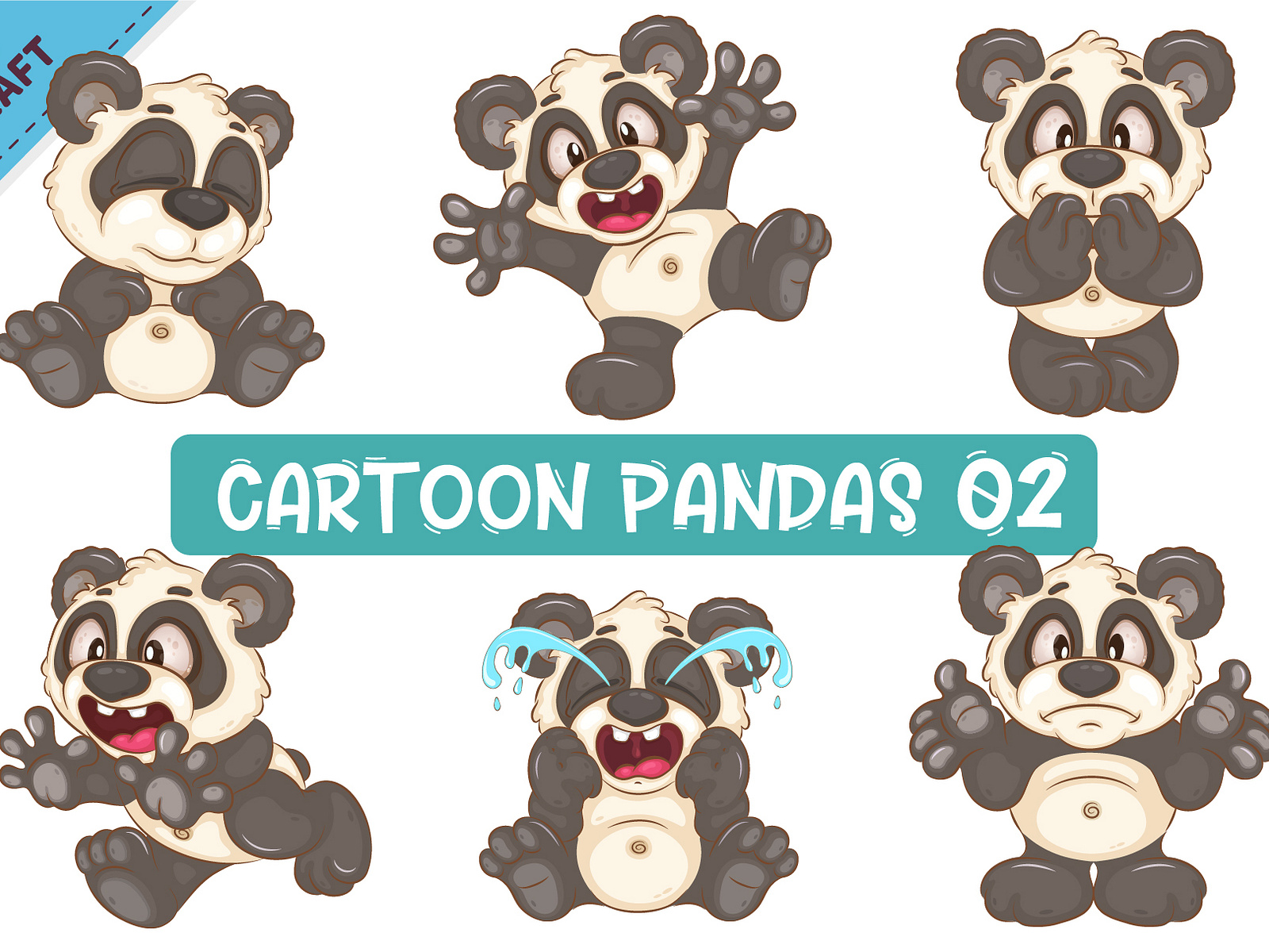 Set of Cartoon Pandas 02. by Andrey KENO on Dribbble