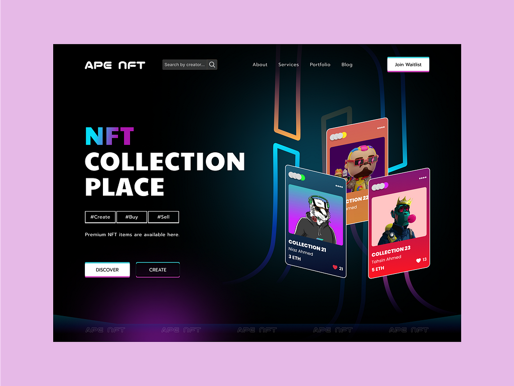 NFT Website Design: Landing page / Hero design UI by Tahsin Ahmed on Dribbble