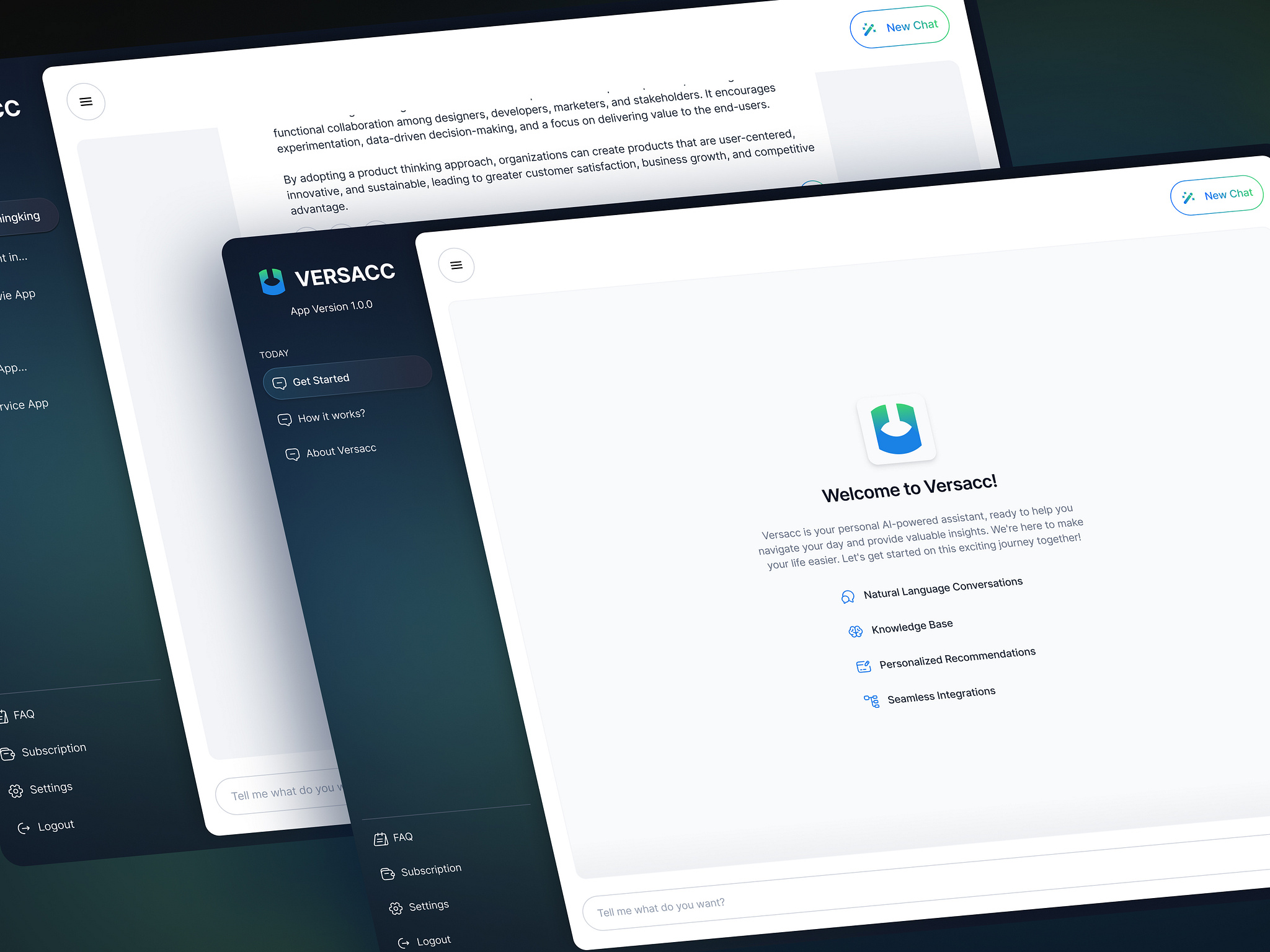 Versacc - AI Chat GPT Web App by Ihya Fathurr 🤖 for Vektora on Dribbble