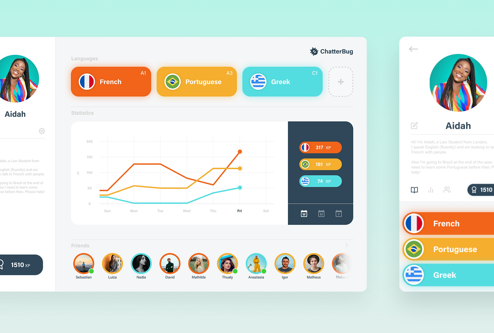 Chatterbug Language App UI by Simon Greenley on Dribbble