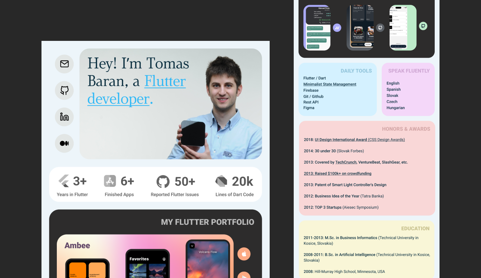 Resume | Flutter Portfolio | CV by Tomas Baran on Dribbble