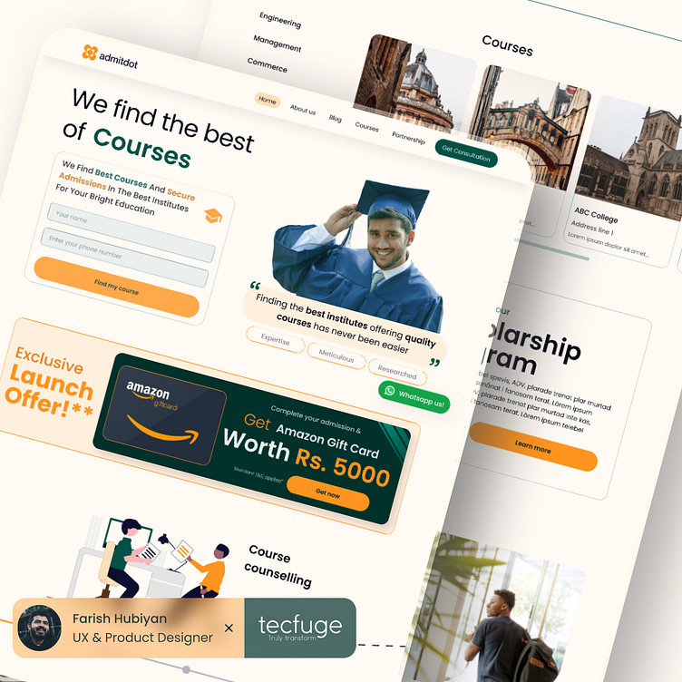 College admission assistant startup website design by Farish Hubiyan on ...