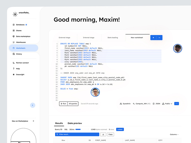 Left panel ️ Snowflake UI redesign and rebranding by Maxim Aginsky on ...