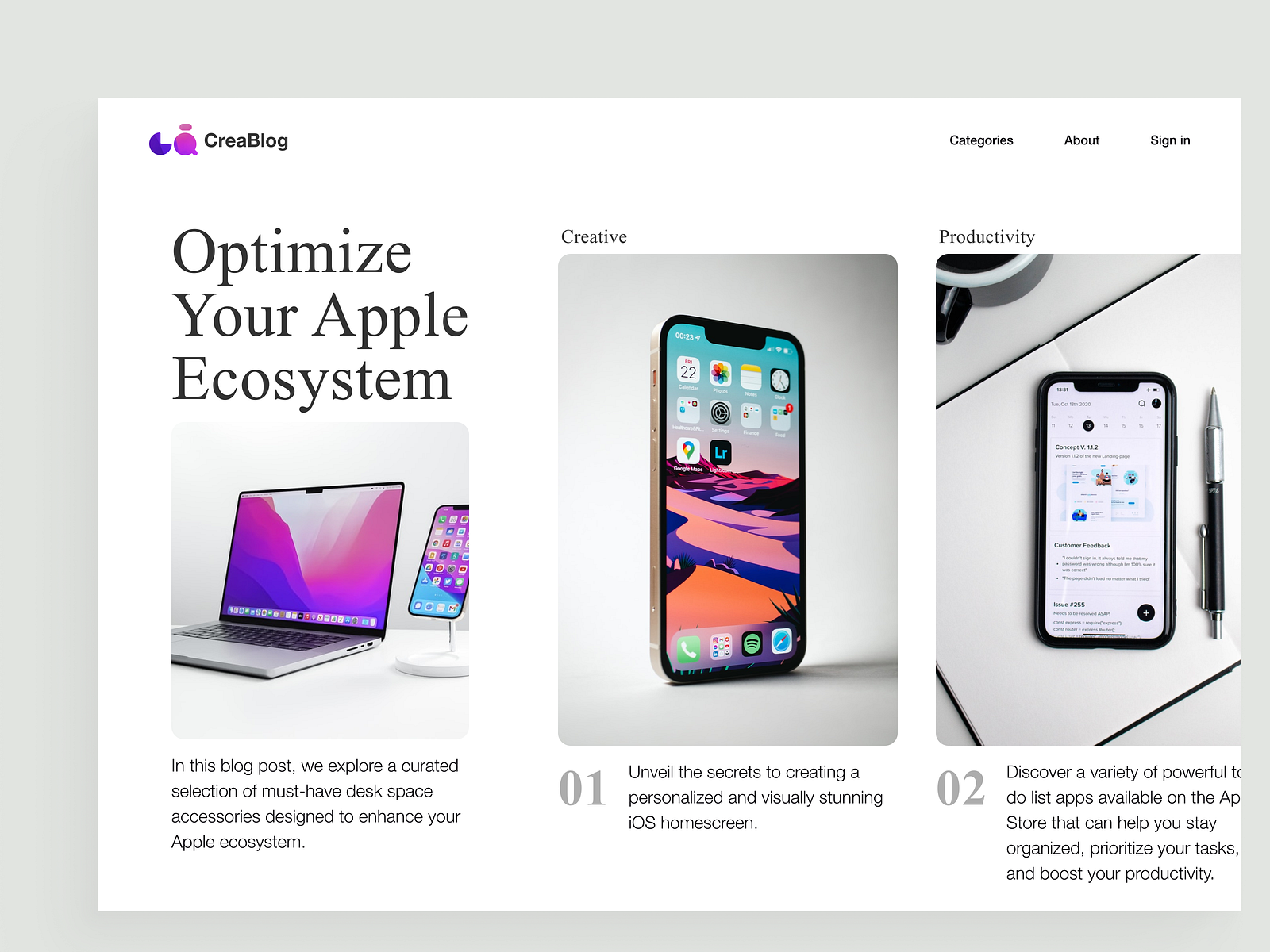 CreaBlog - Tech blog website by Mayur M on Dribbble