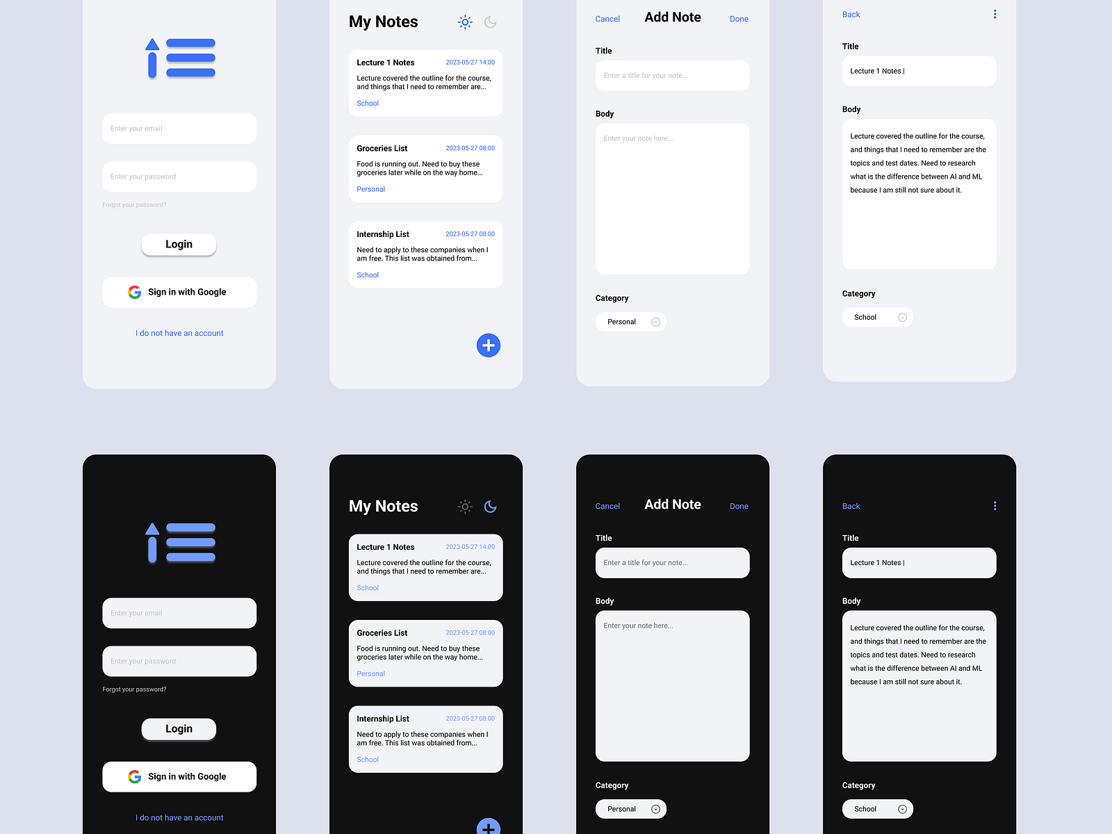 Notes-taking App by Eugene Tang on Dribbble