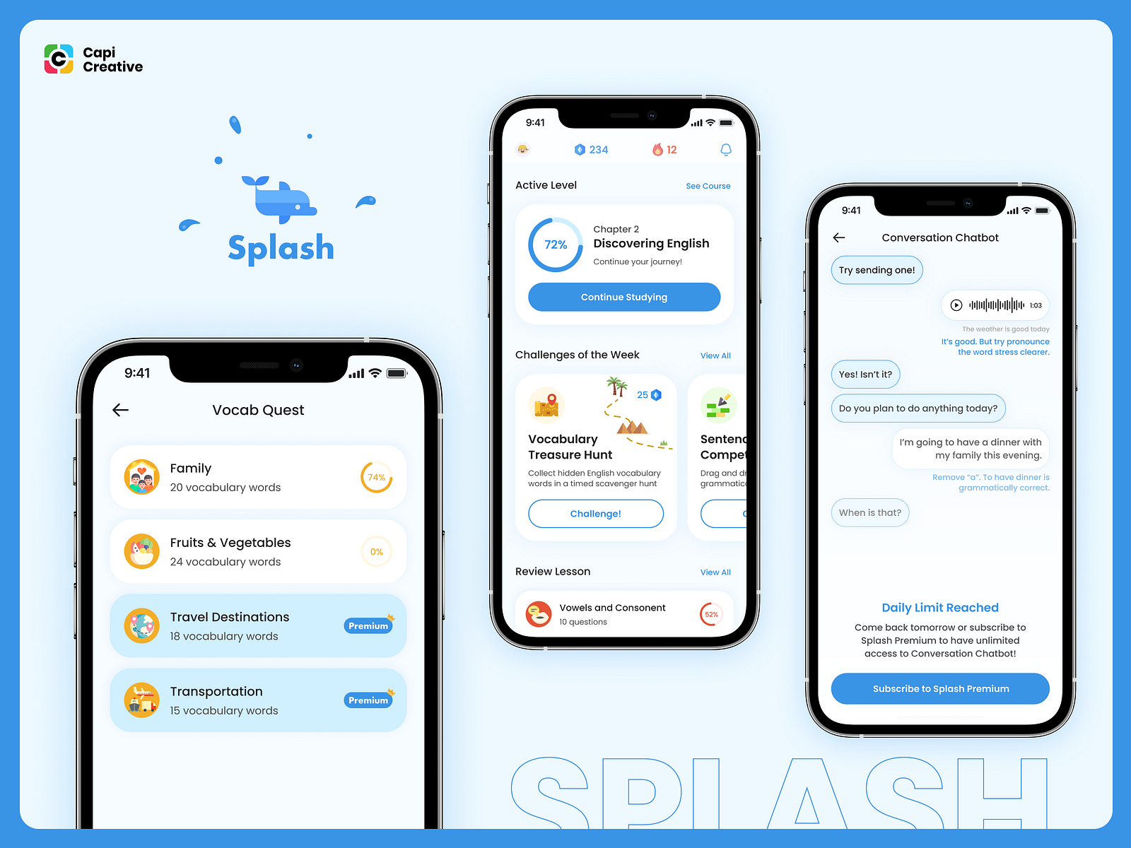 Splash - English Learning App Design by Capi Product for Capi Creative ...