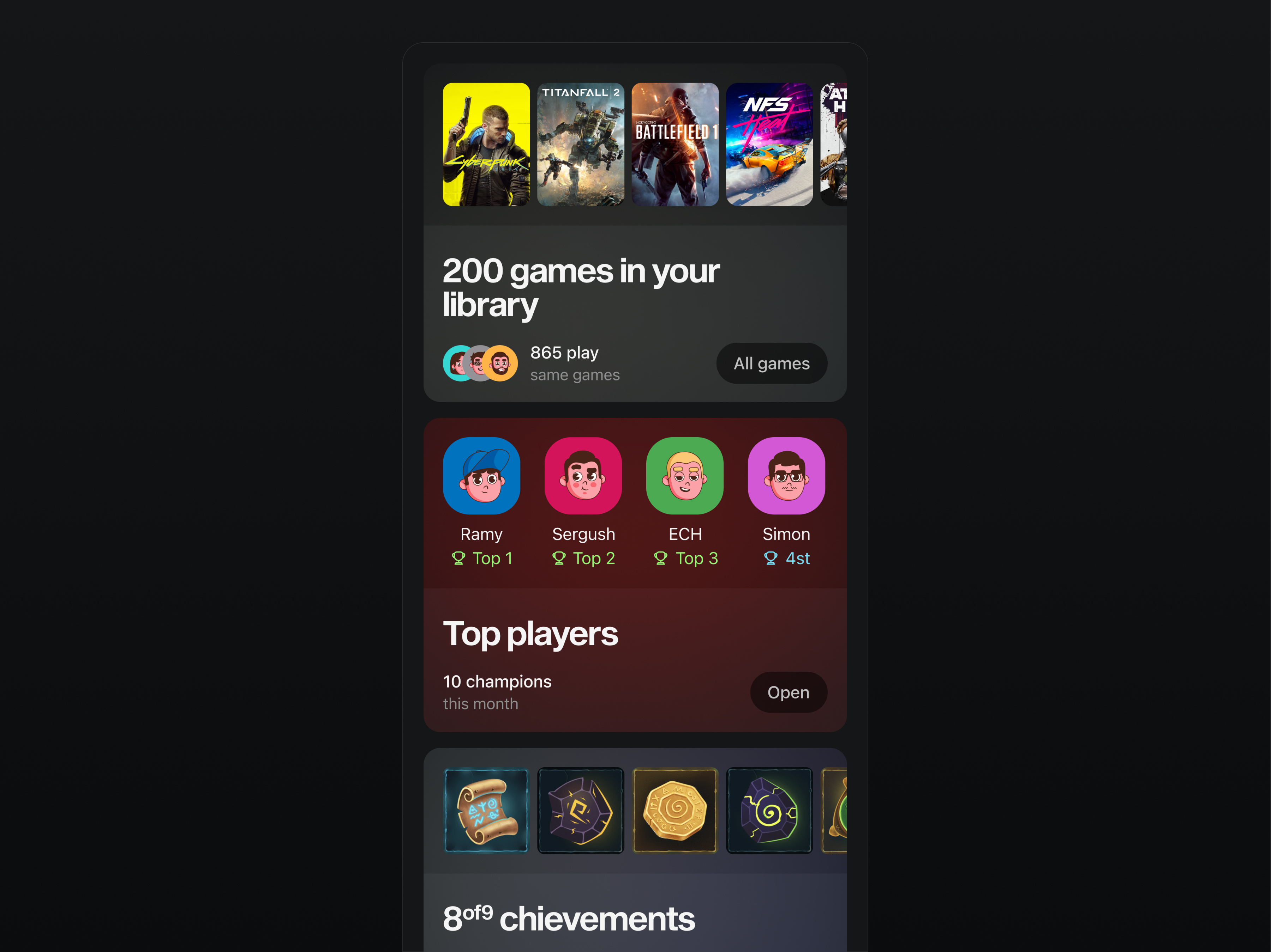 Game cards by Renat Muratshin on Dribbble