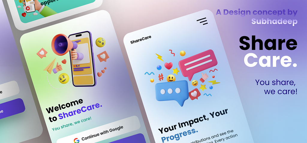 "ShareCare: You share, We care" - Concept App UI design. by Subhadeep ...