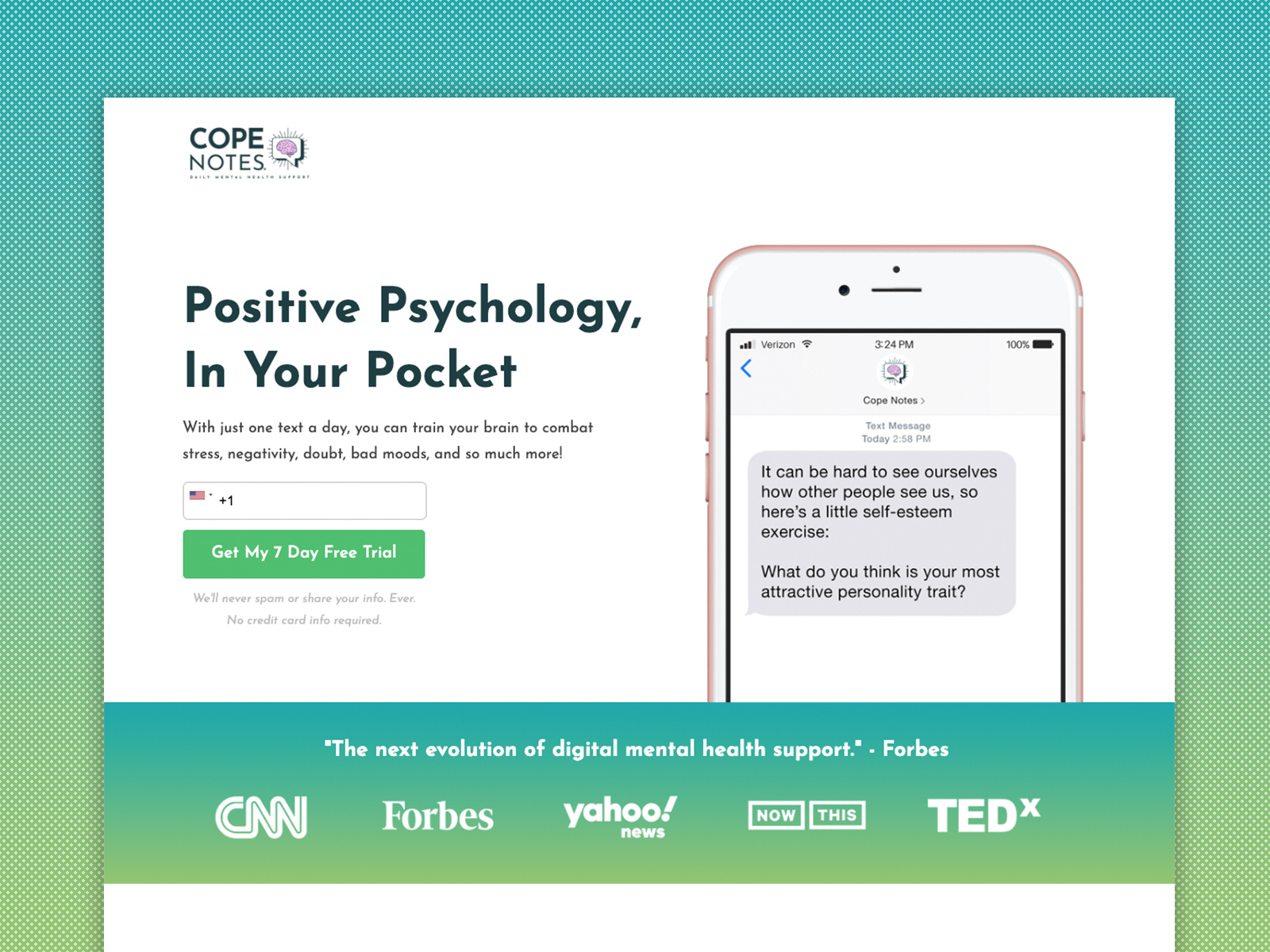 Cope Notes Landing Page by Kyle Wedemeyer for Black Propeller on Dribbble