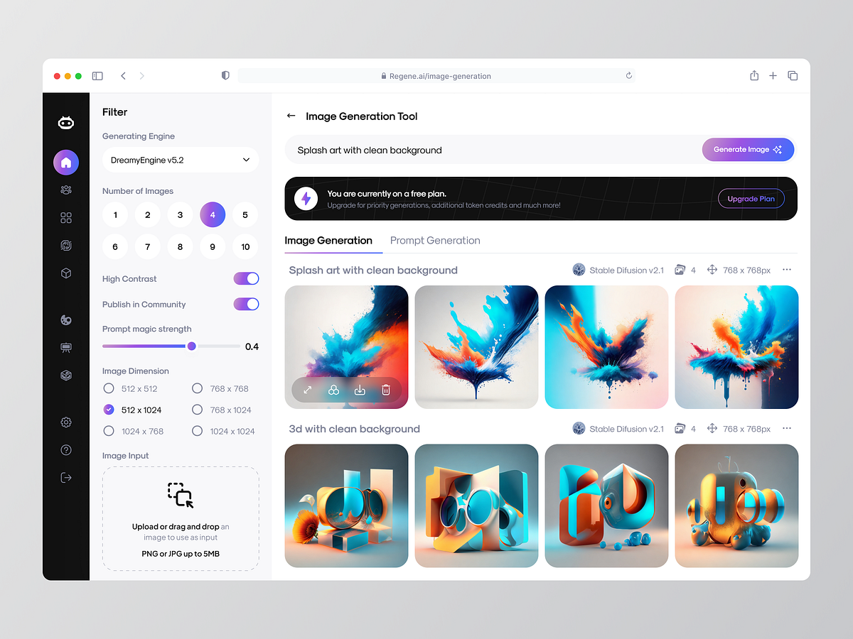 AI Image Generation - Dashboard by Odama on Dribbble