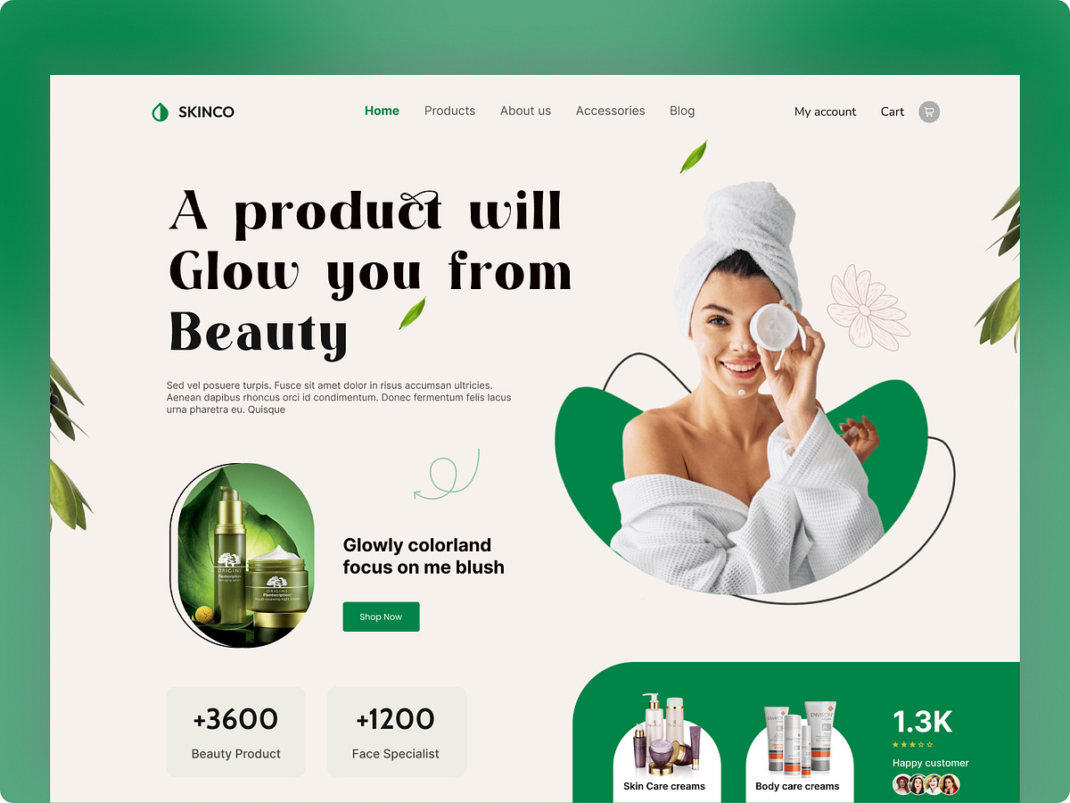 Beauty Product Web Site Design: Landing Page / Hero section UI by Josim ...
