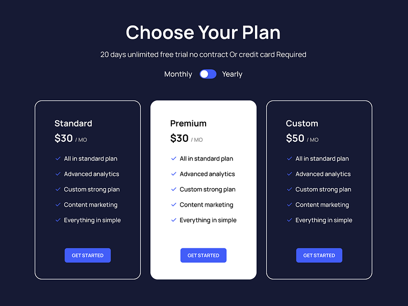 Pricing Ui Designs Themes Templates And Downloadable Graphic Elements