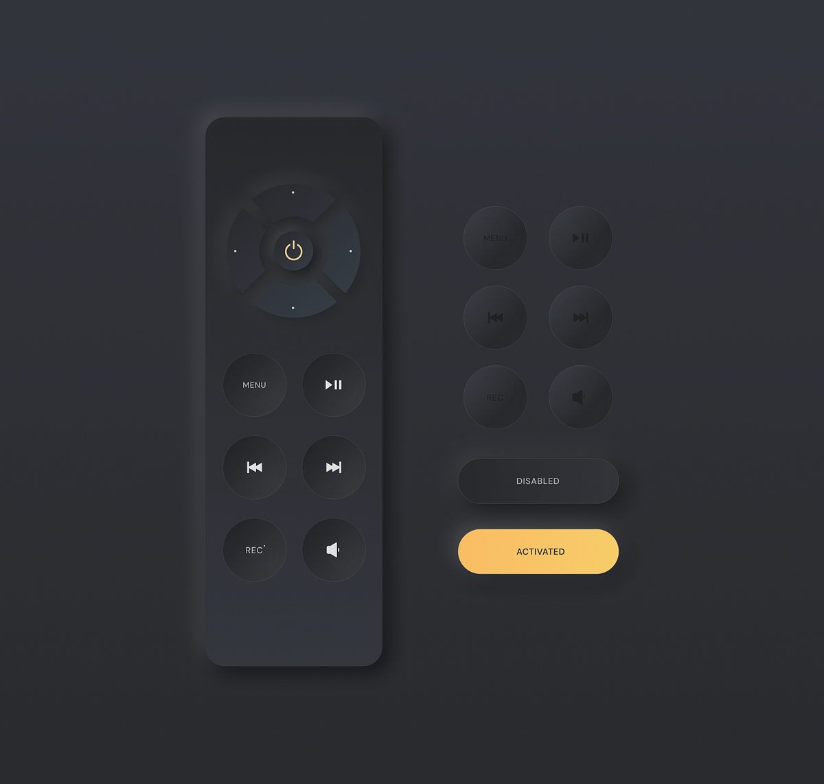 Remote control using neumorphism (Figma) by Chahat Soni on Dribbble