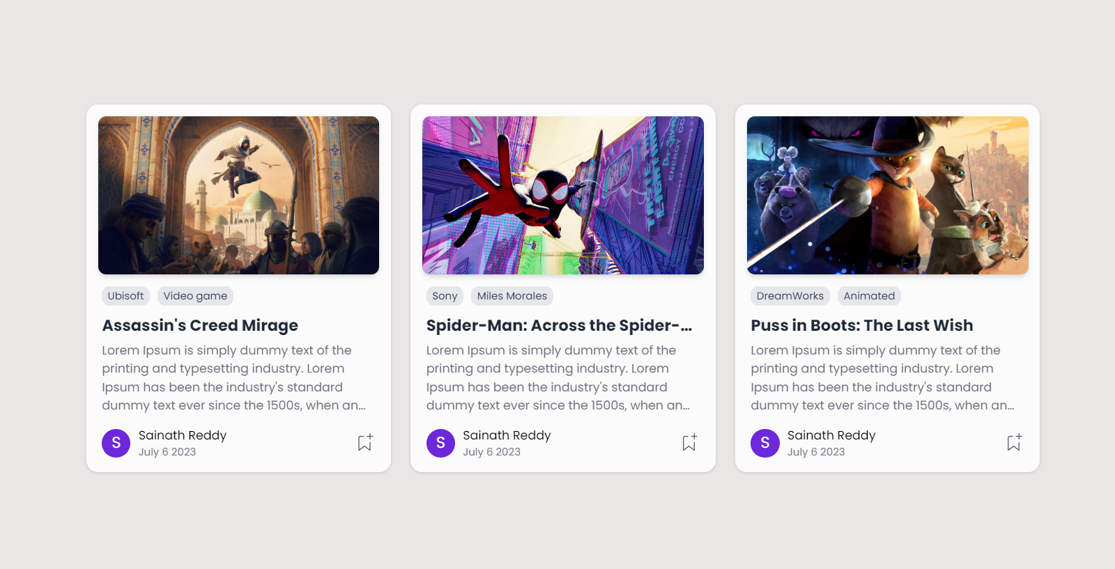 Simple blog card UI by Sainath Reddy on Dribbble