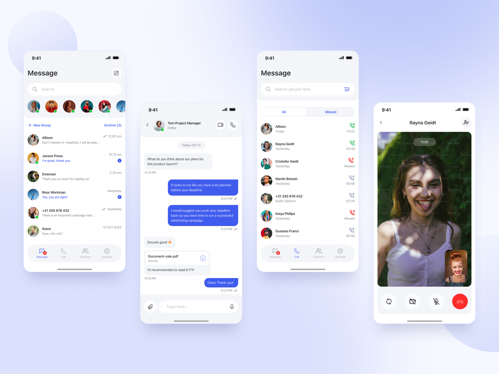 Message App by Aliona Mosiienko for Clockwise Software on Dribbble
