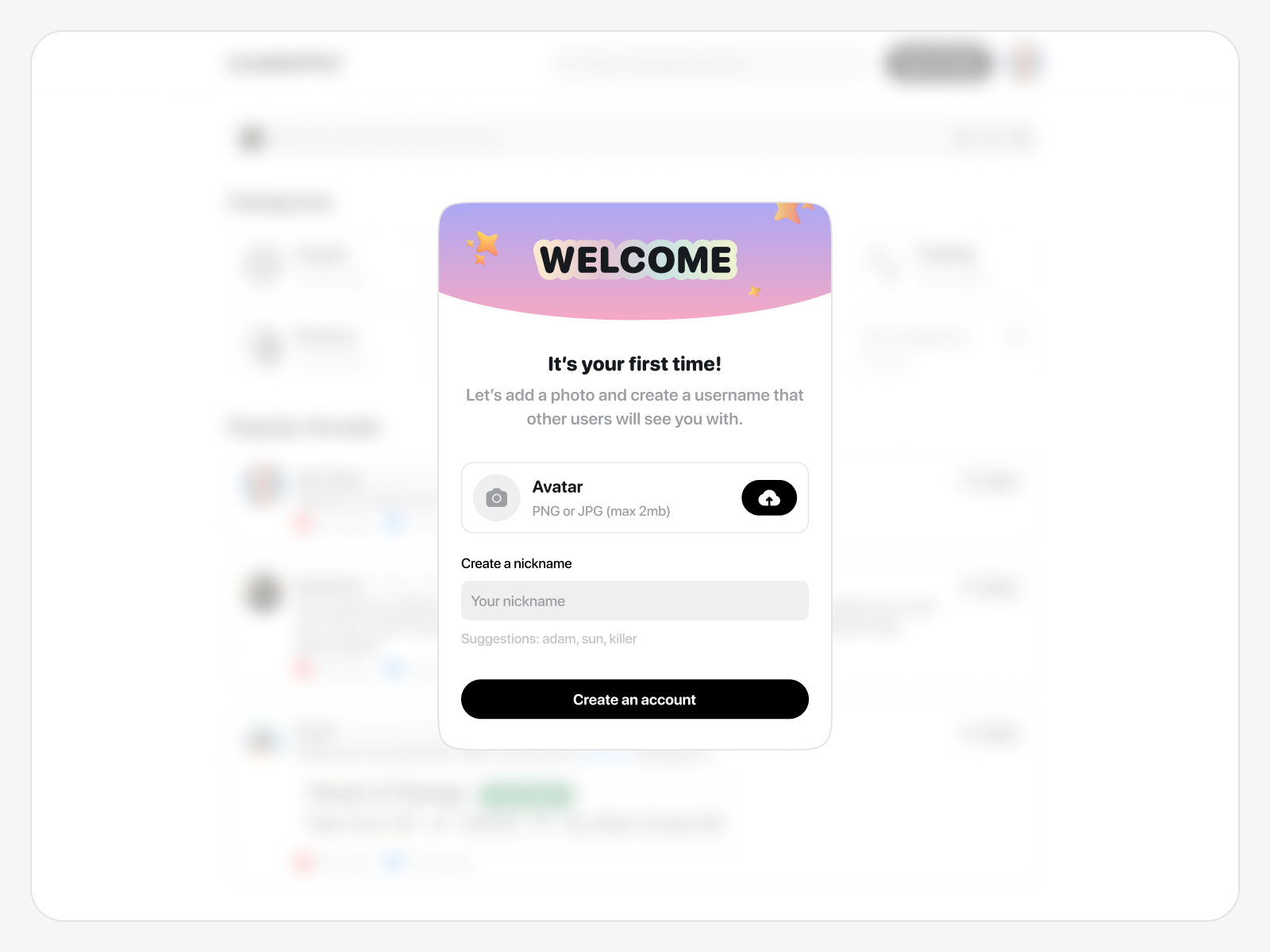Welcome Modal Window - Create An Account by Sok Studio on Dribbble
