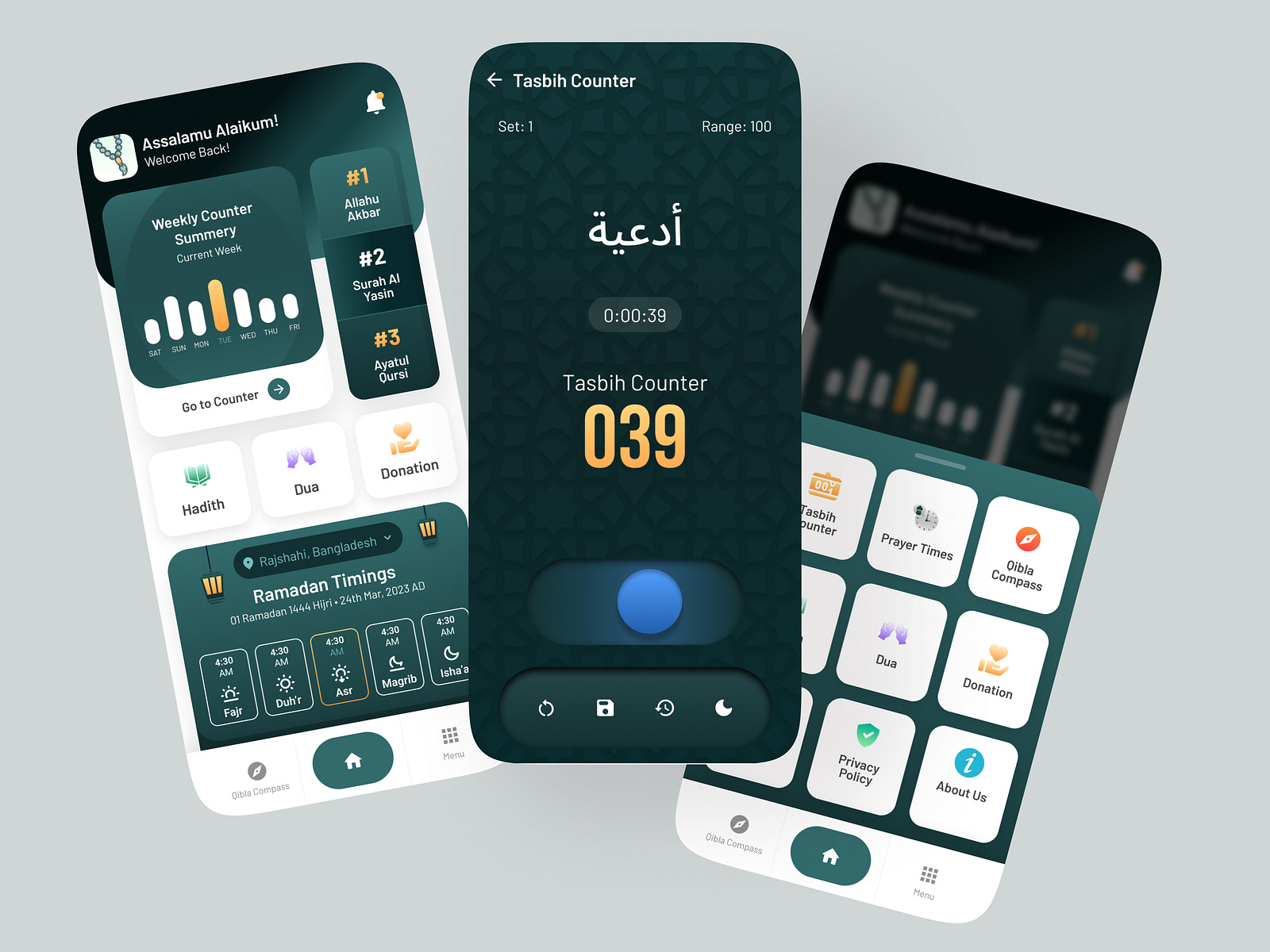 JazakAllah- Islamic App with Smart Tasbeeh Counter by Asiq M. for Netro Systems on Dribbble