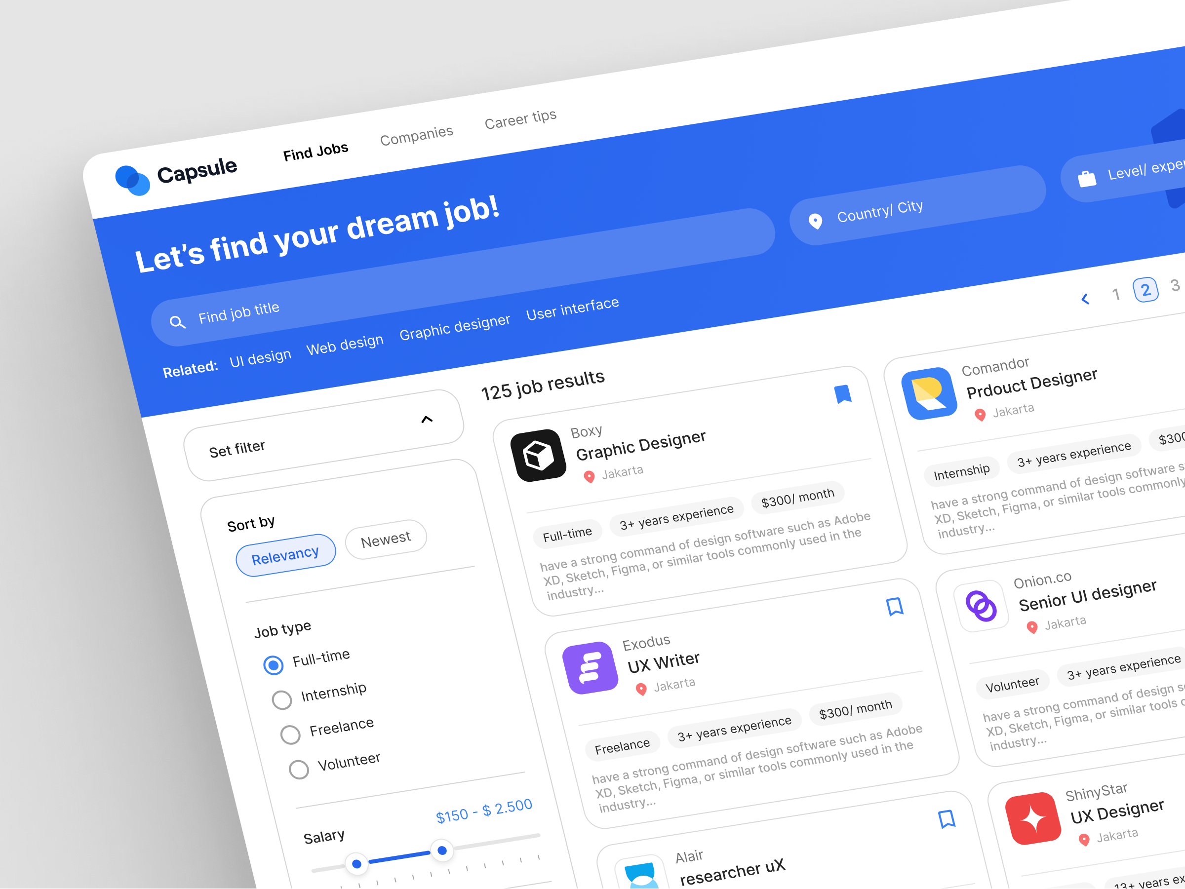 Capsule - Job Finder Dashboard by Dylan Hidaytama I for SLAB Design ...