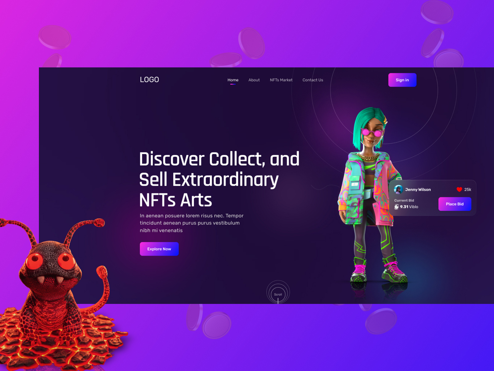 NFT Art web UI/UX by Hetal Makawana for Alian Software on Dribbble