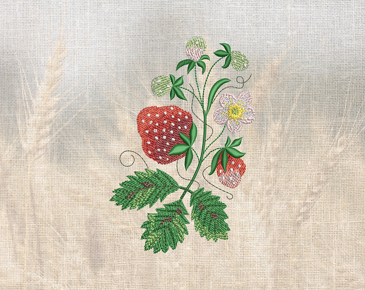Wild strawberry bush — Machine embroidery design by Marina on Dribbble