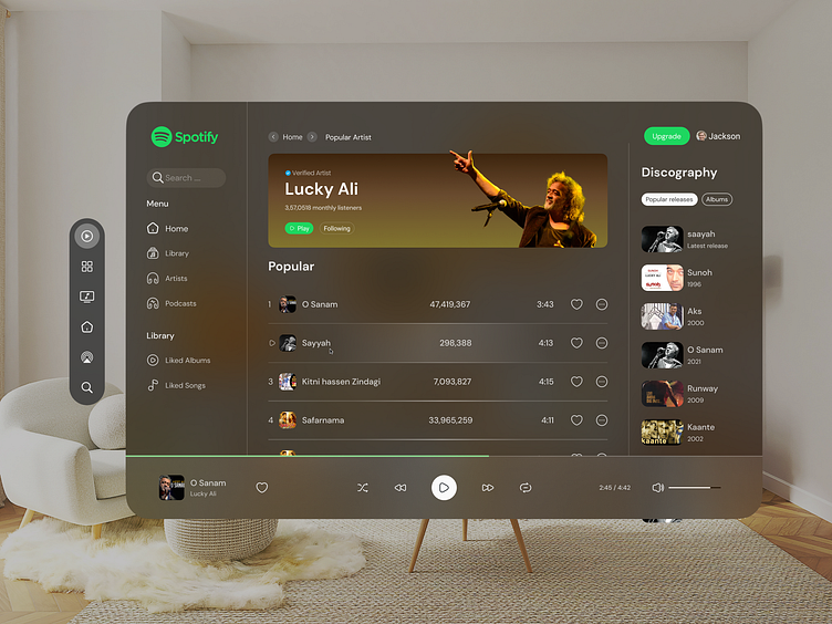 Spotify UI for Vision Pro by Jahnavee Mehta on Dribbble
