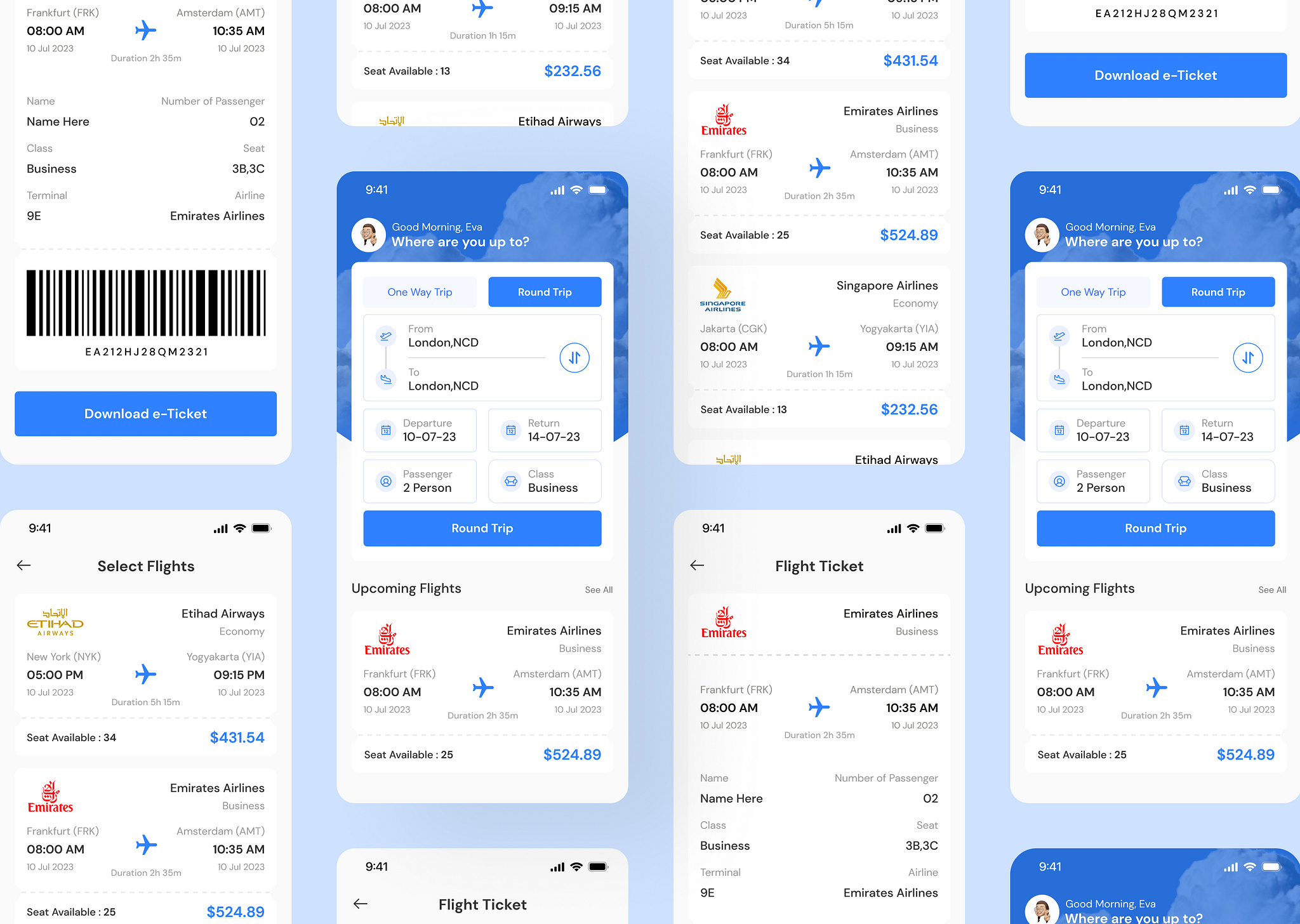 Flight Booking App UI/UX Design by Gausul Haque Nasif on Dribbble