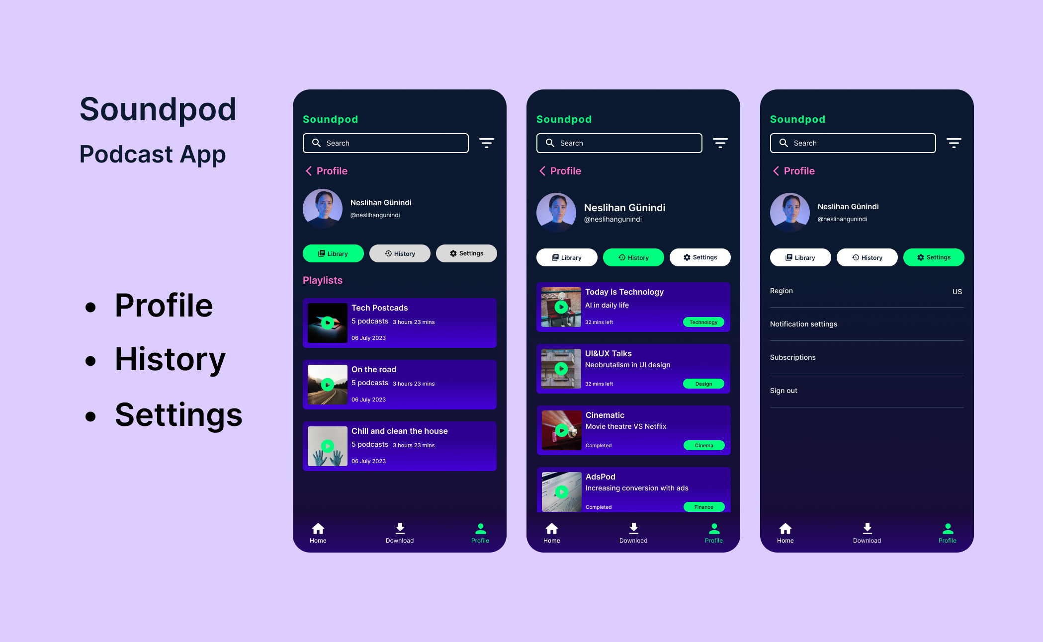Podcast App UI Design by Neslihan Günindi on Dribbble