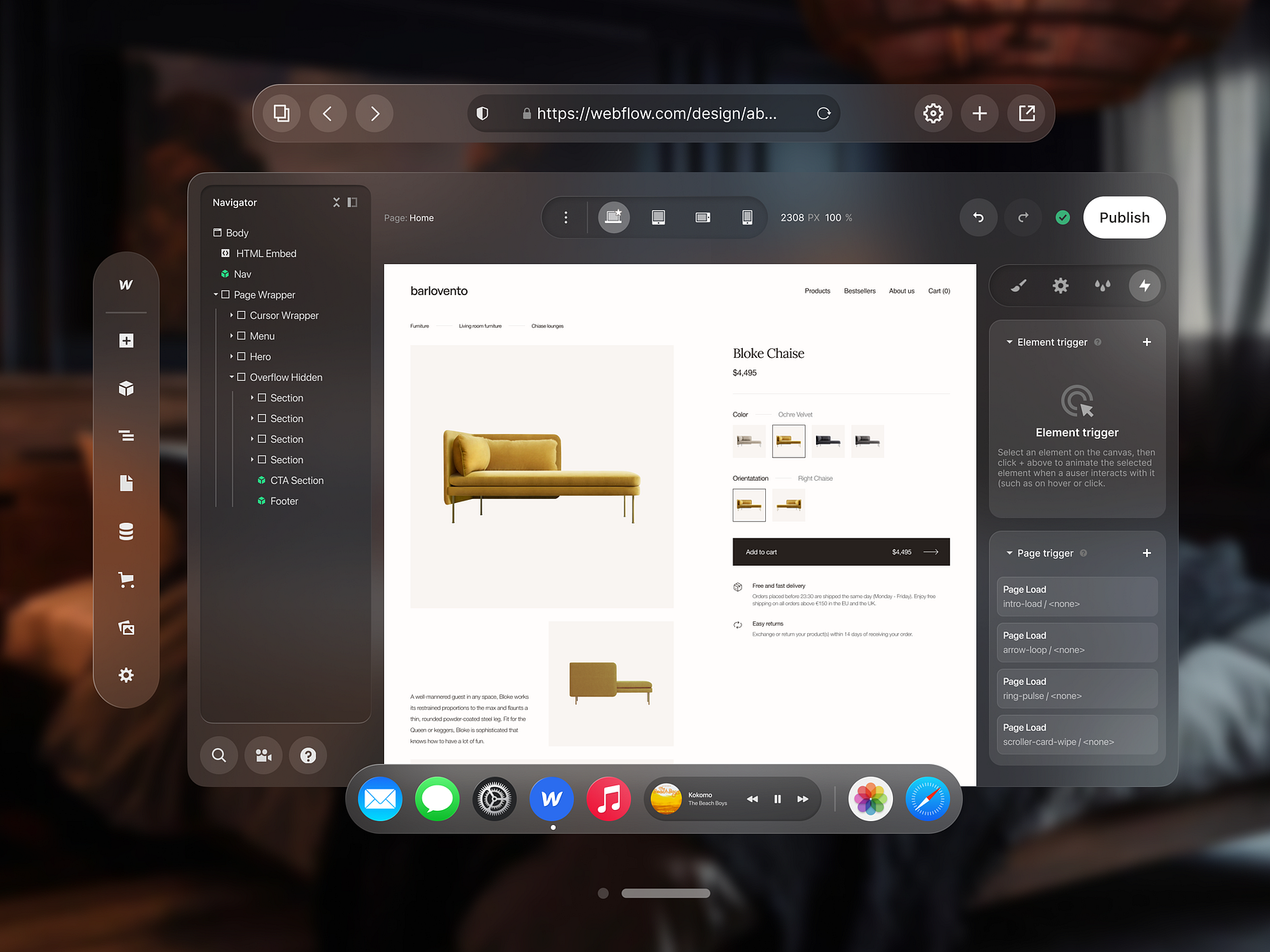 Webflow for Vision OS - Spatial UI Design by Dominik Tyka for Abysso on Dribbble