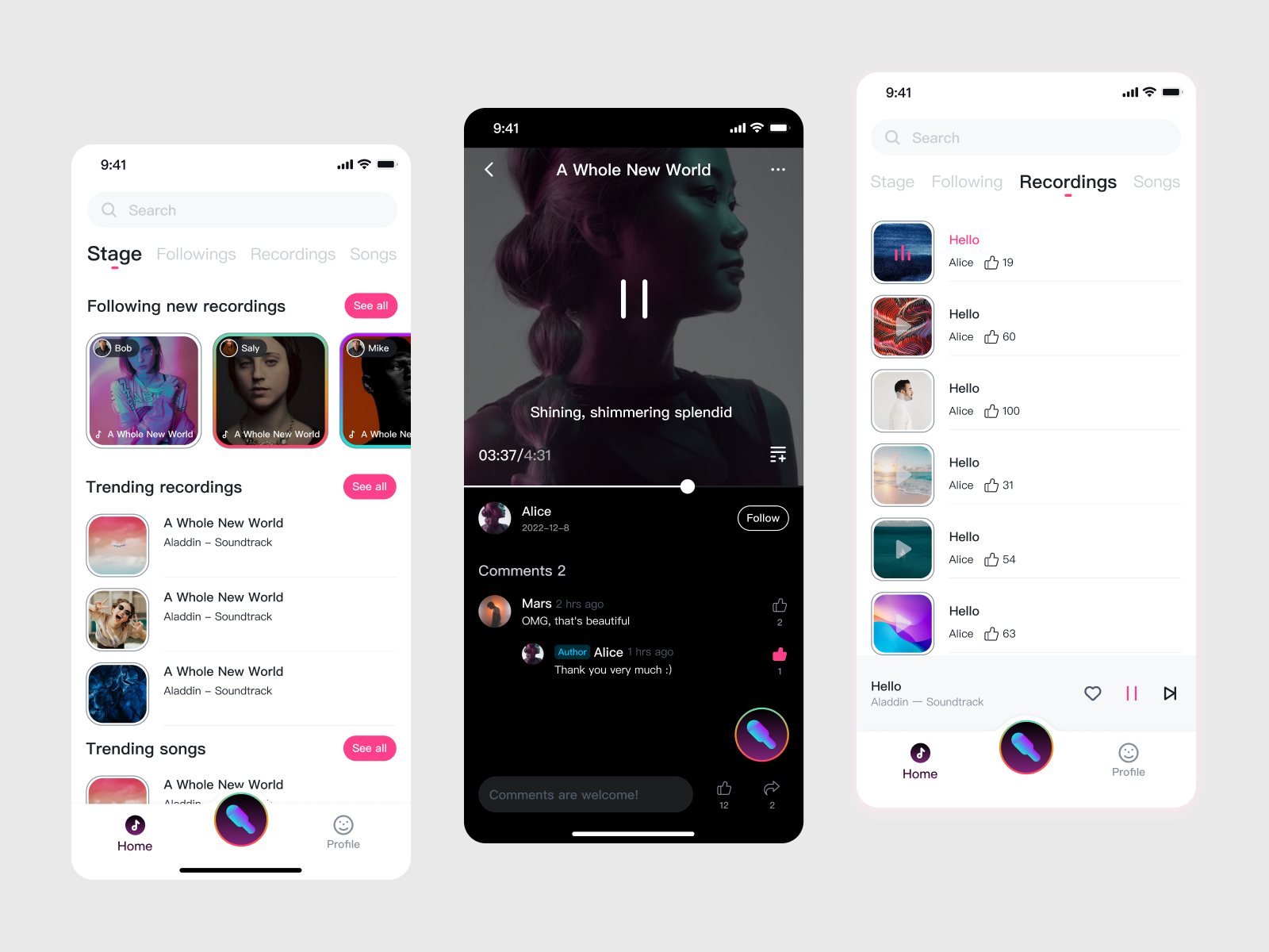 Singing app by MARS on Dribbble