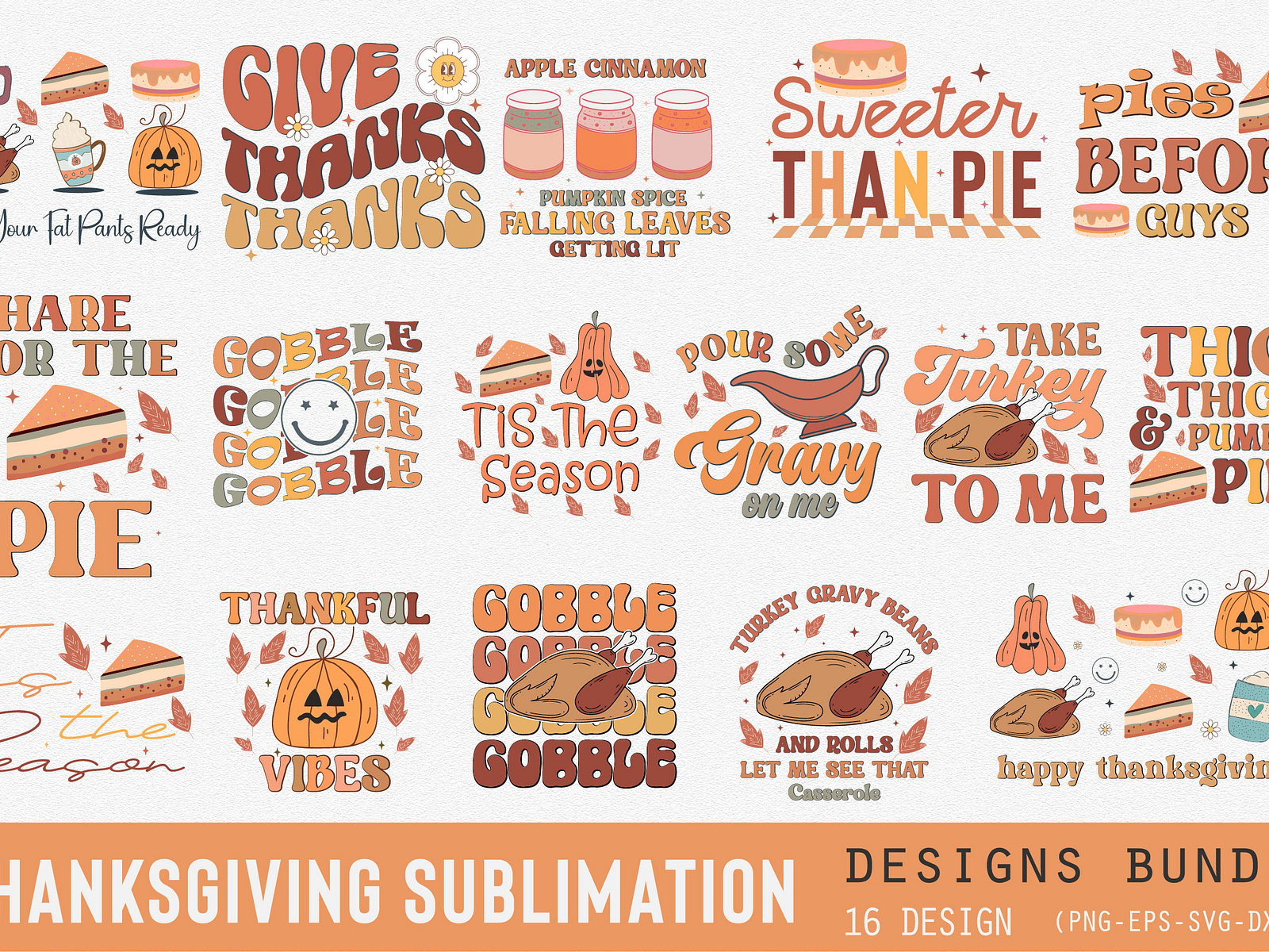 Thanksgiving Sublimation Designs Bundle by Dream shop on Dribbble