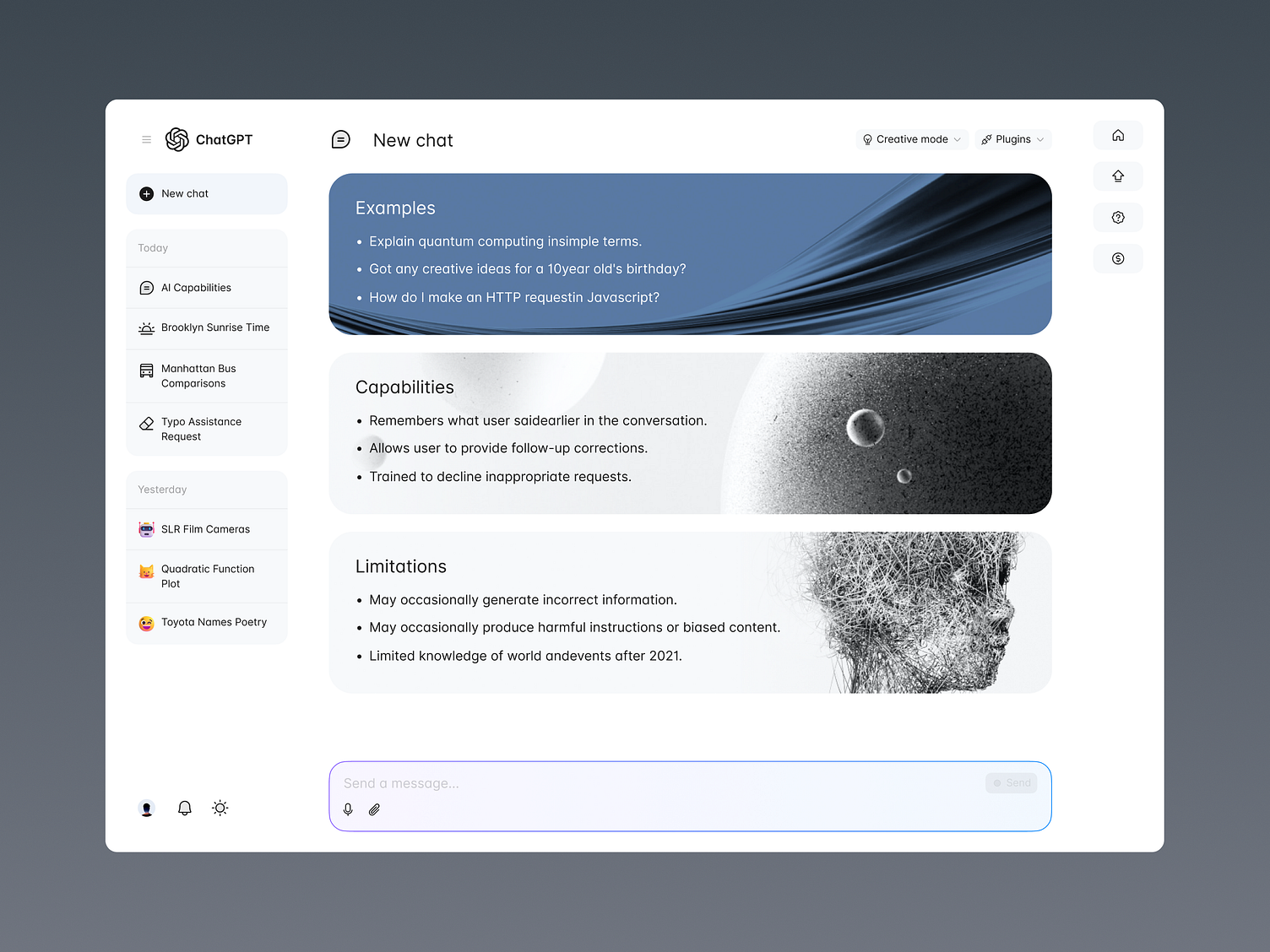 ChatGPT UI Kit - New chat by ByeWind on Dribbble