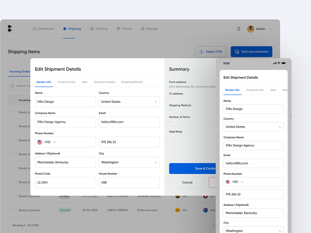 Shiply Cargo Shipping SaaS - Edit Shipping Details by Filllo Design ...