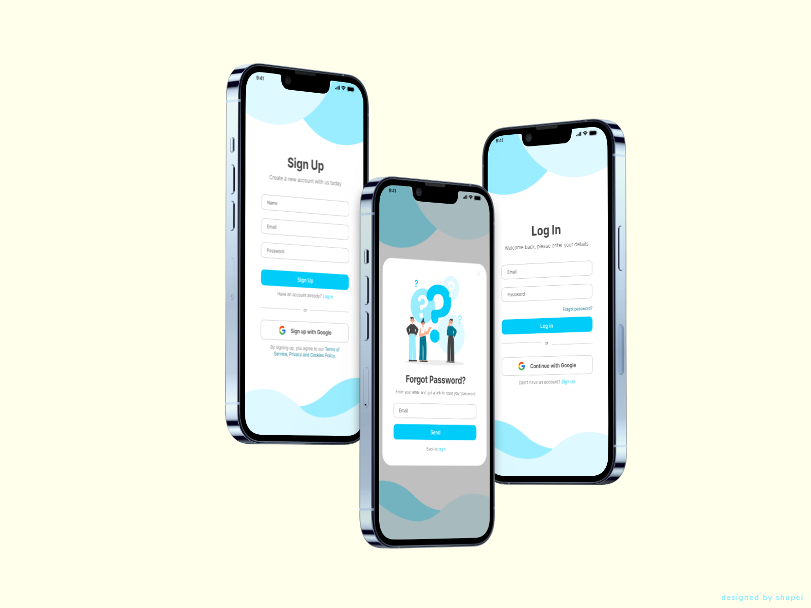 Login & Sign Up App UI Design by Shupei Tan on Dribbble