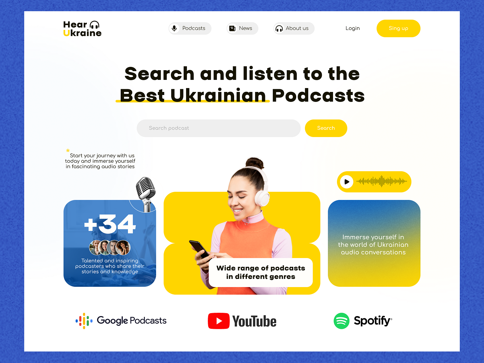 HearUkraine - platform for interesting Ukrainian podcasts by Maria Vyslynska on Dribbble