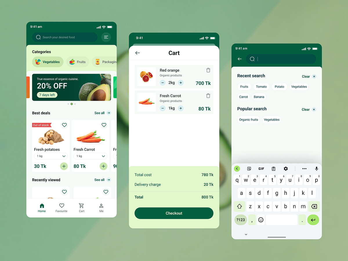Organic Food Delivery App by Bony Amin on Dribbble