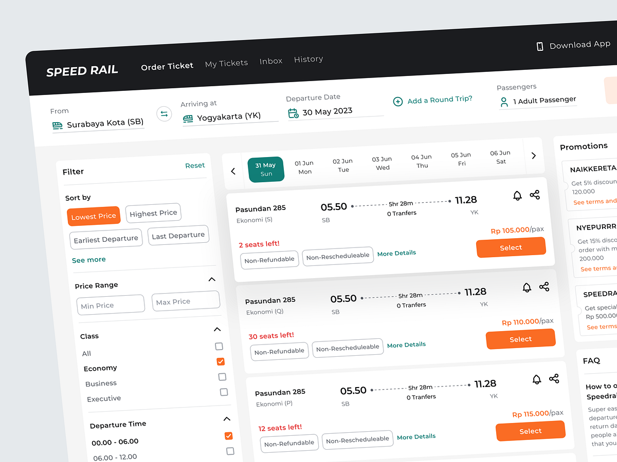 Speedrail - Train Ticketing Dashboard by Michael Stevanus Hartono ️ for ...