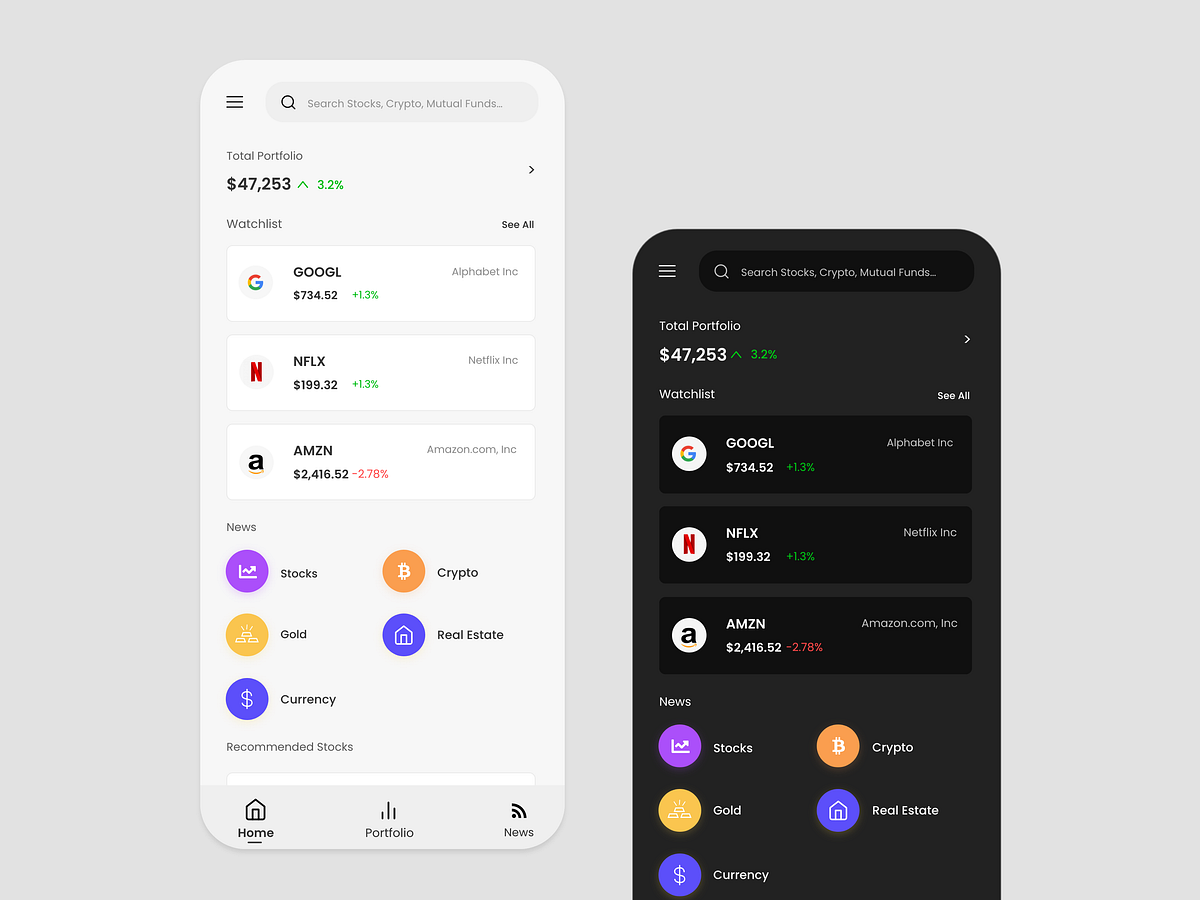 Portfolio App UI by Vijay Selvaraj on Dribbble