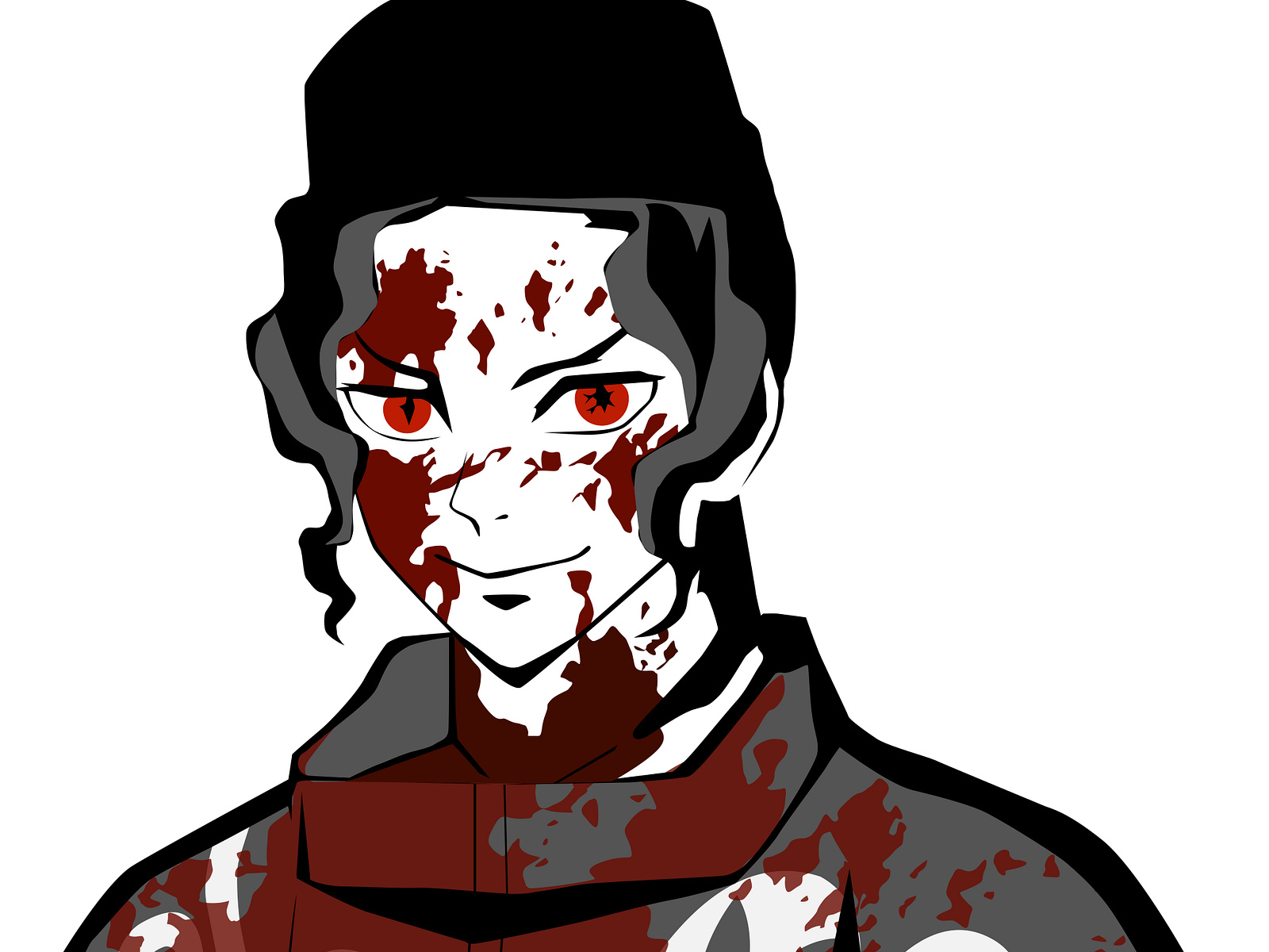 Kubutsuji Muzan vector art illustration black and white anime by ...