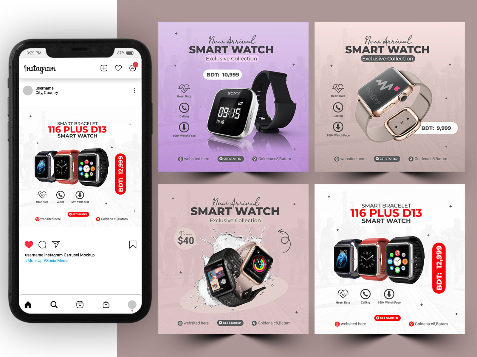 Smart Watch Ads Social Media Post & Product Banner design by Mimi Mim ...