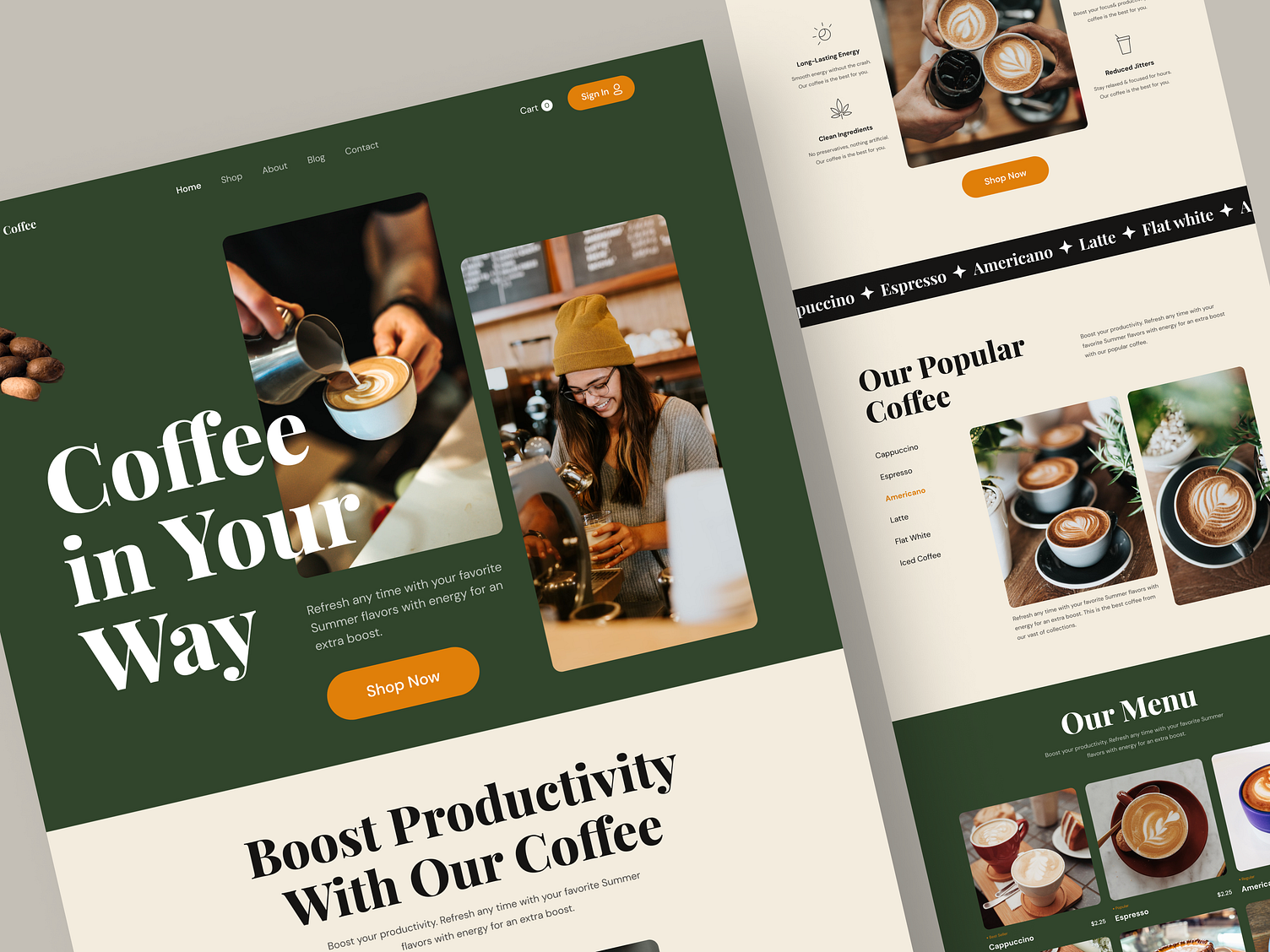 Coffee Shop Landing Page Design by Mansurul Haque for UIHUT - UI UX ...