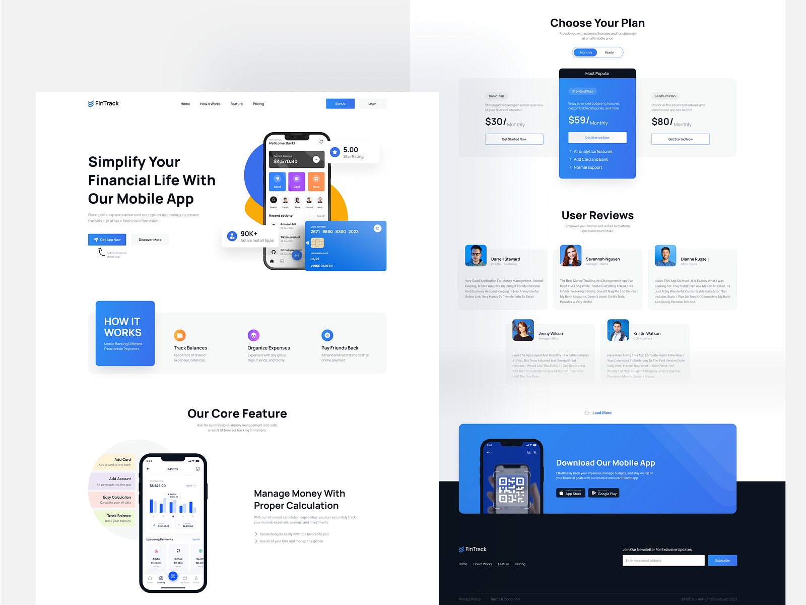 FinTrack - Finance Management App Landing Page by Alvi Hasan on Dribbble